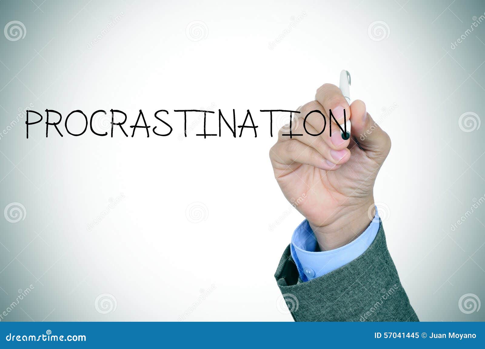 Man Writing the Word Procrastination Stock Image - Image of panning ...