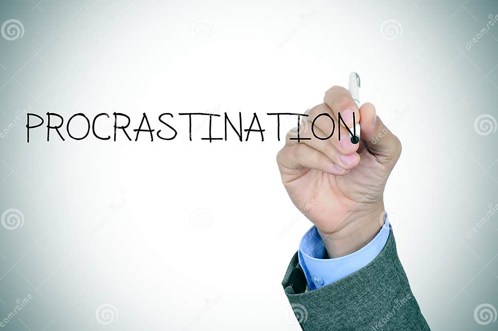 Man Writing the Word Procrastination Stock Image - Image of panning ...