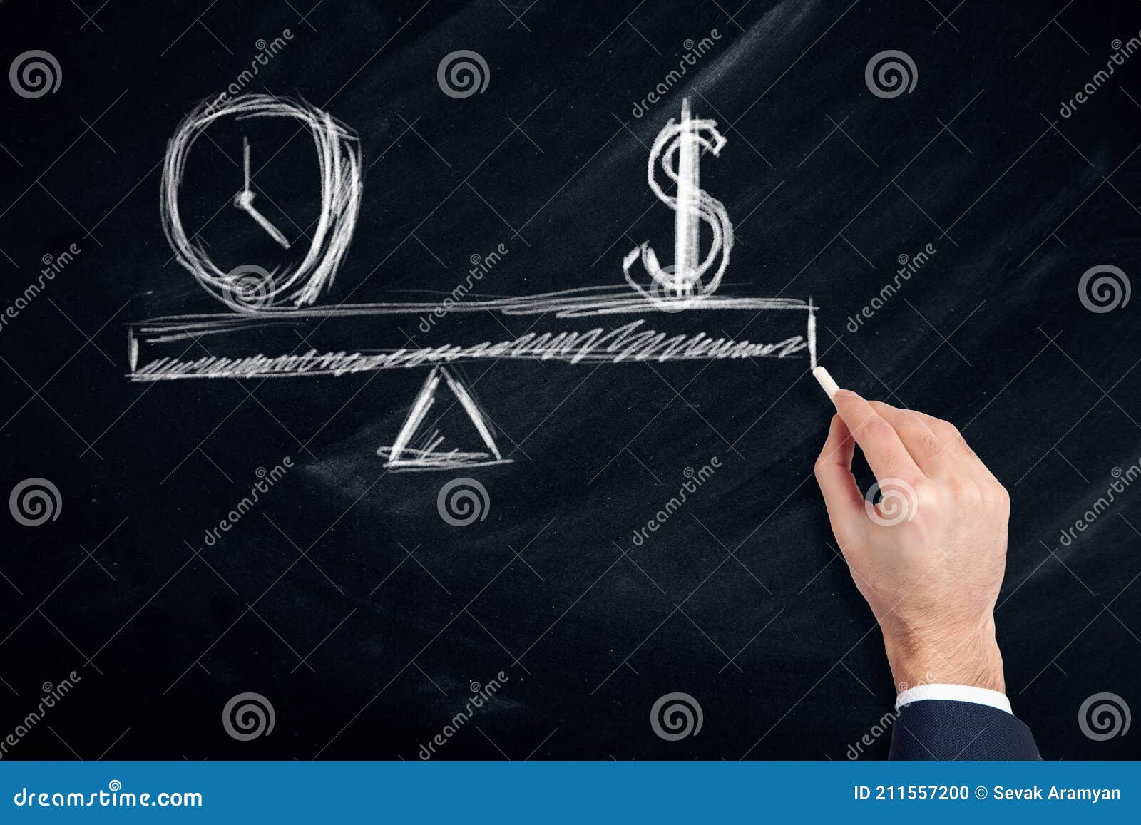 Man Written Clock with Dollar Sign on Board Stock Photo - Image of ...
