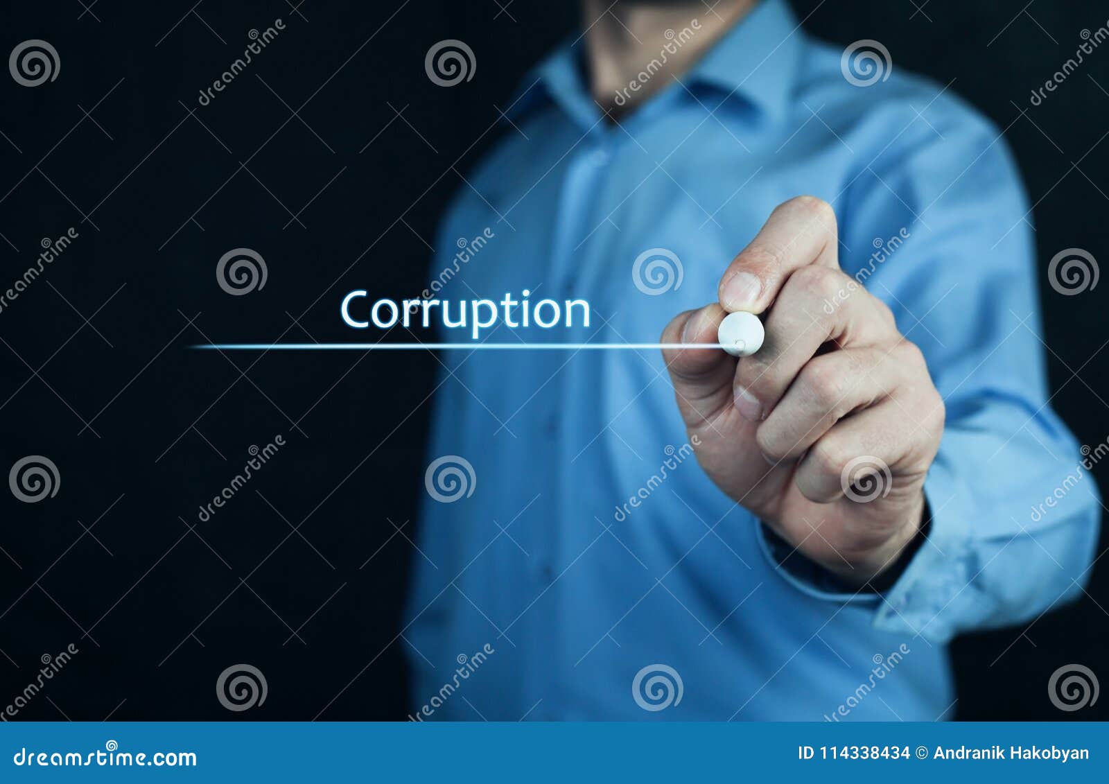 Man Written Corruption Text. Stock Photo - Image of writing, screen ...