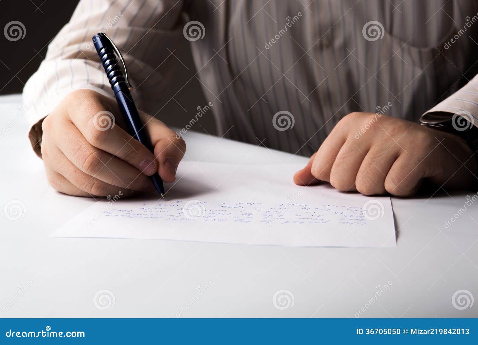 Man is Writting on a Sheet of Paper Stock Photo - Image of hand ...