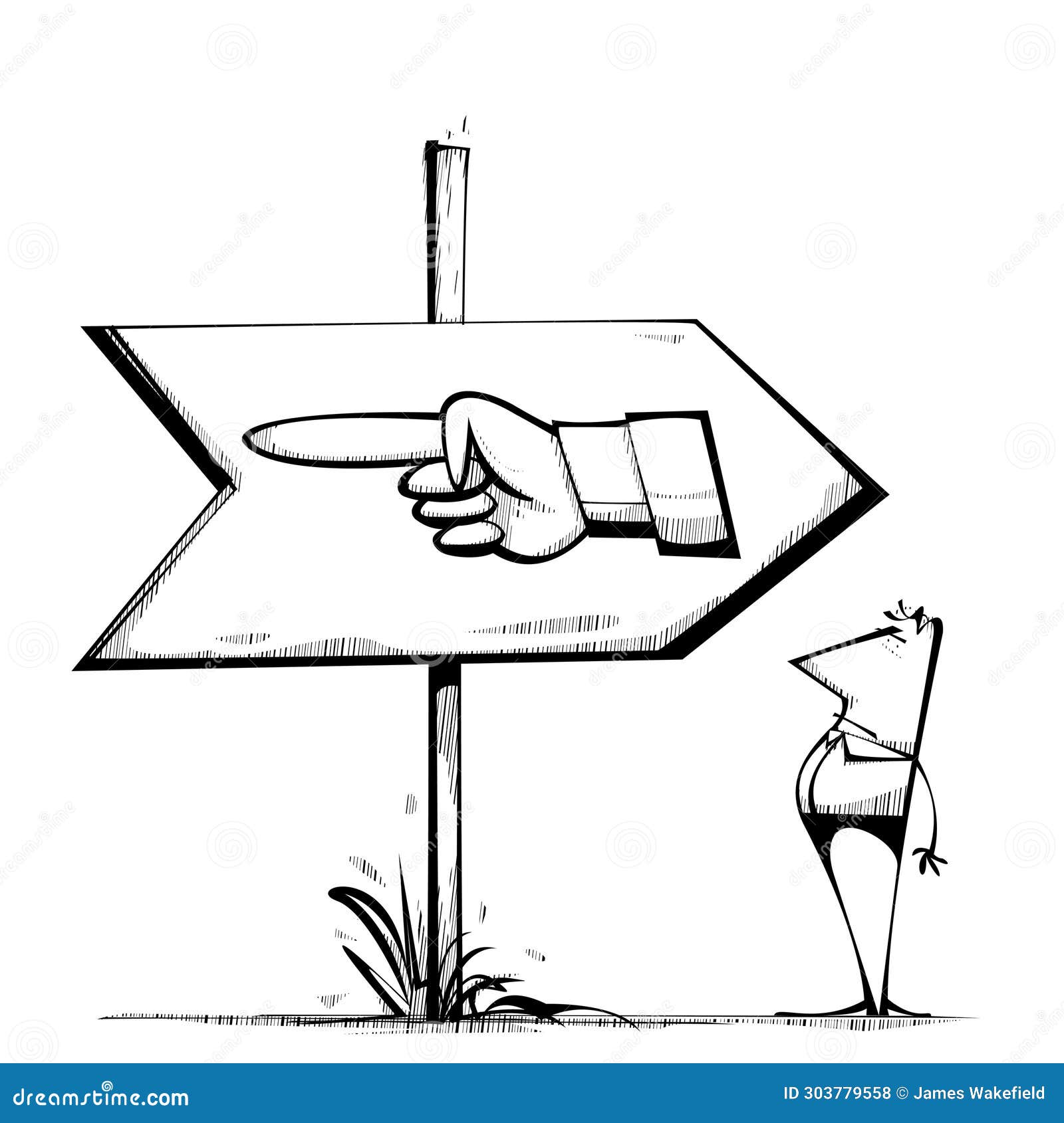 Man and Wrong Way Direction Arrow Stock Illustration - Illustration of ...