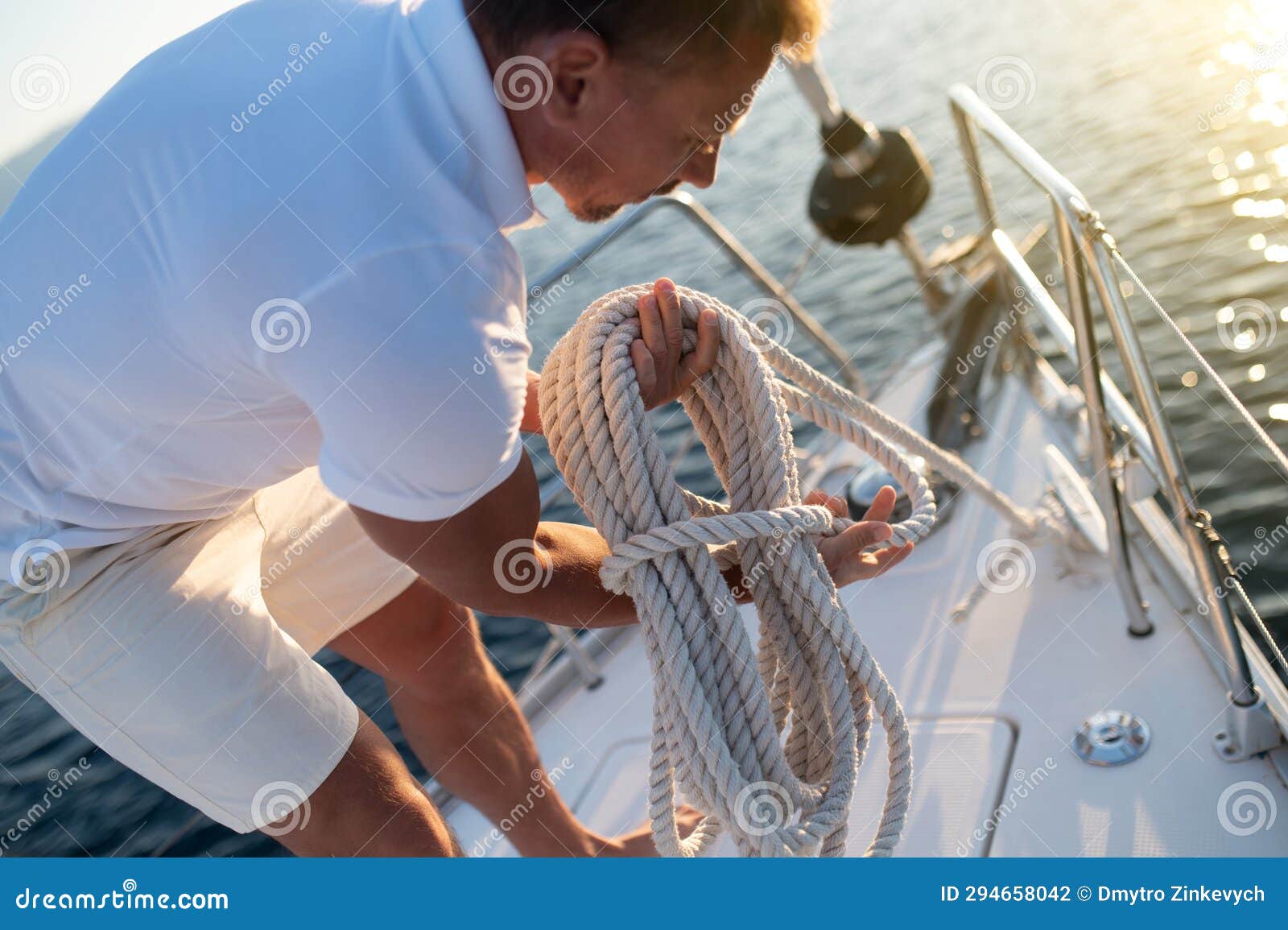 Man on a Yacht Getting Ready for Traveling Stock Photo - Image of yacht ...