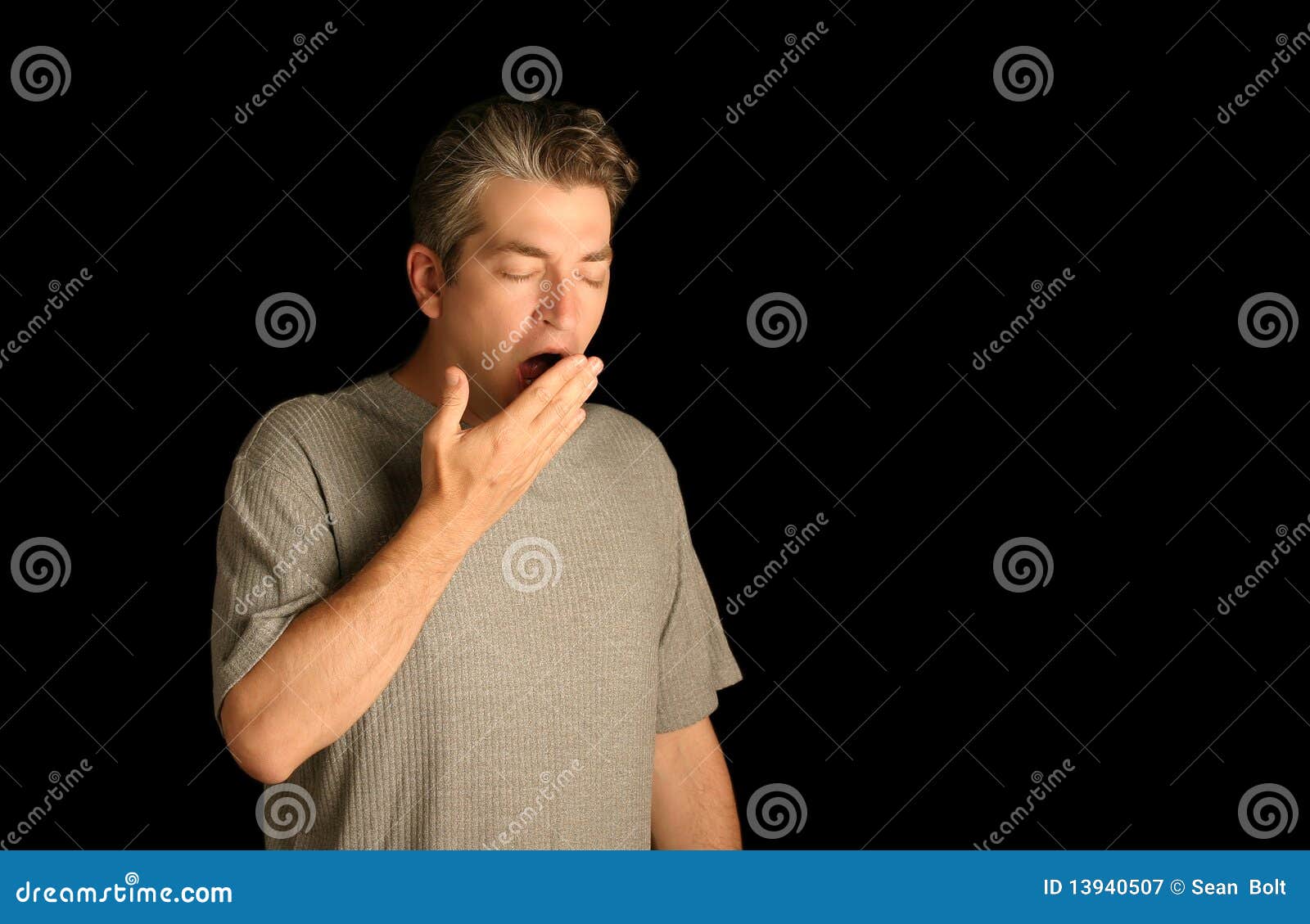 Man yawning stock image. Image of boredom, casual, black - 13940507