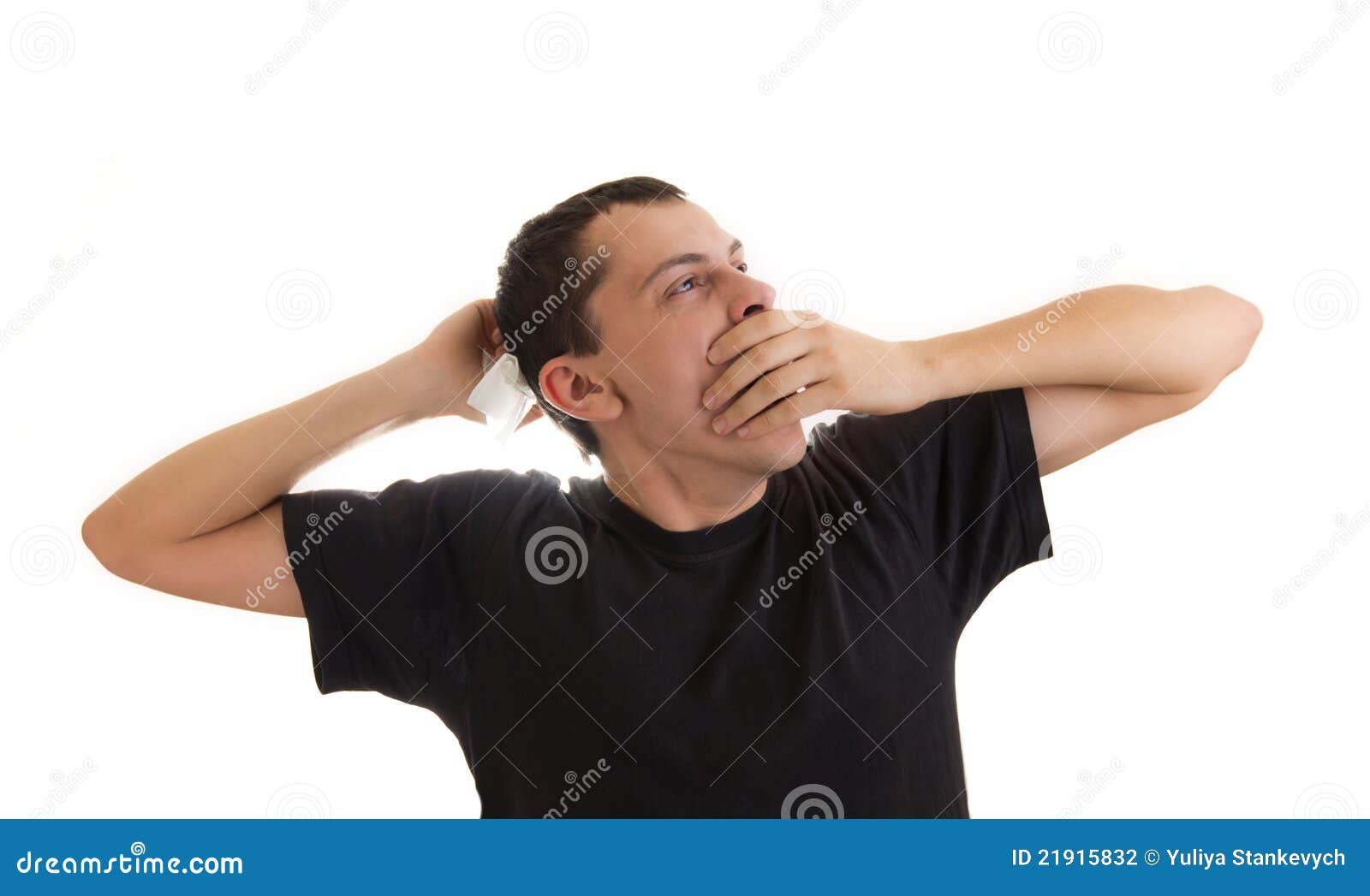 Man yawning and stretching stock photo. Image of caucasian - 21915832