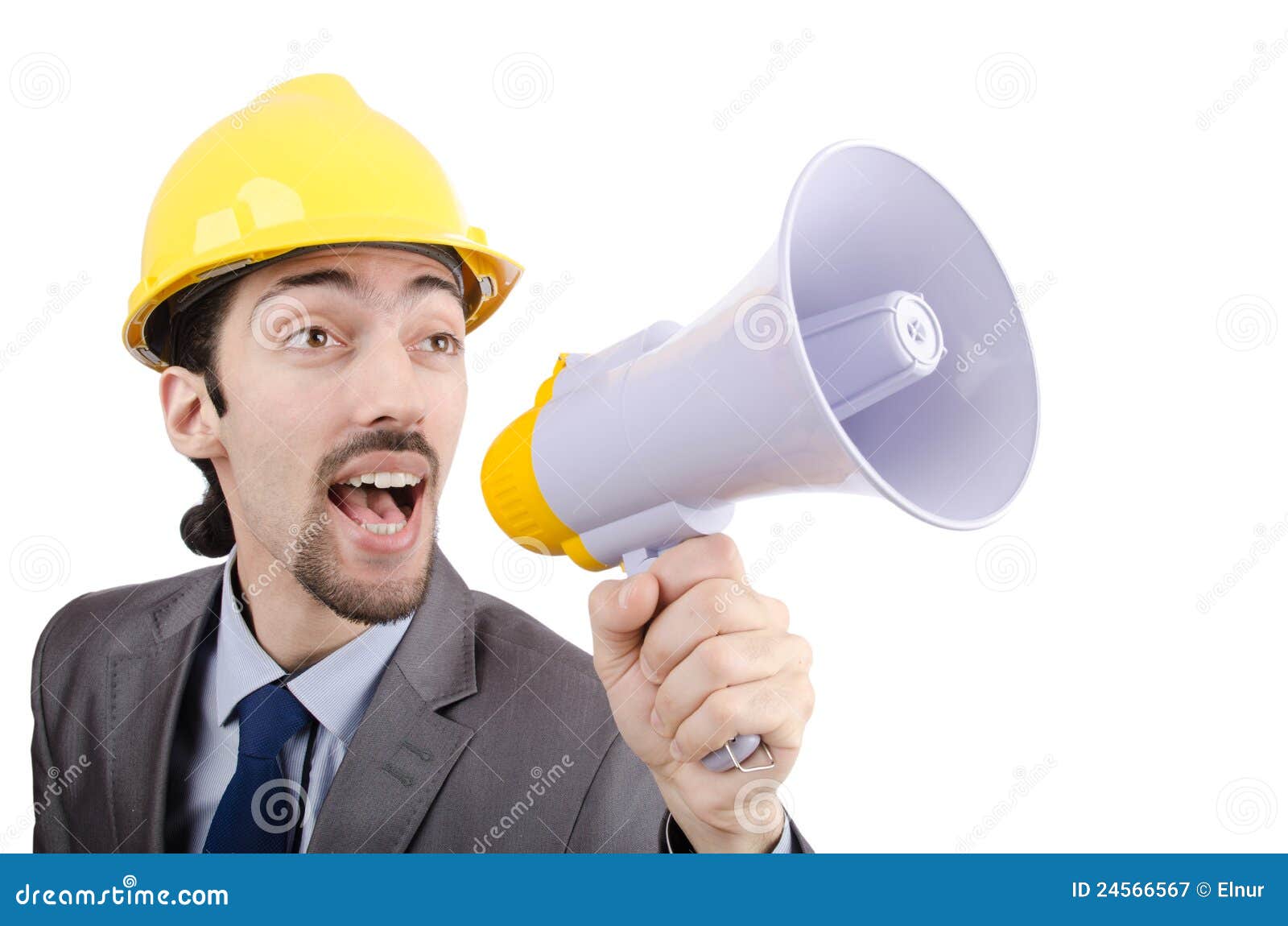 Man Yelling with Loudspeaker Stock Image - Image of employee, loud ...