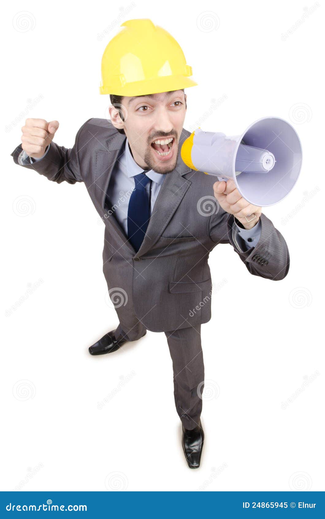 Man Yelling with Loudspeaker Stock Image - Image of male, bullhorn ...