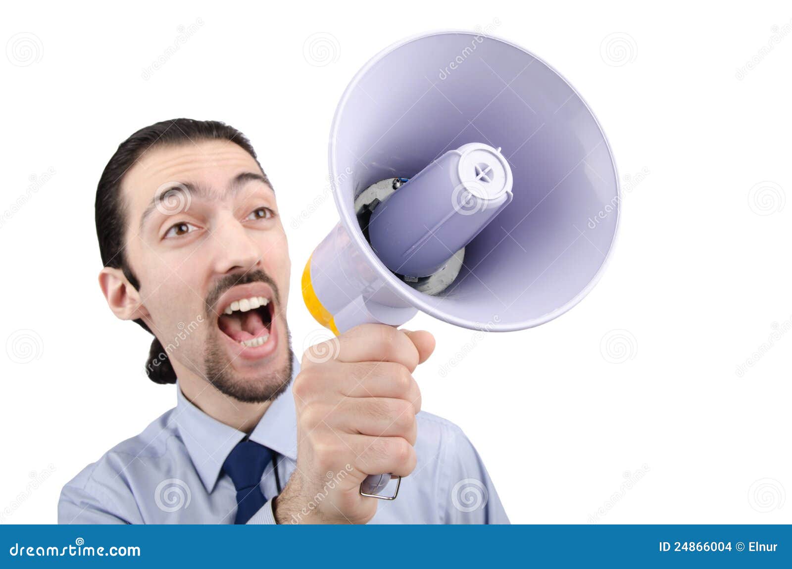 Man Yelling with Loudspeaker Stock Photo - Image of male, news: 24866004
