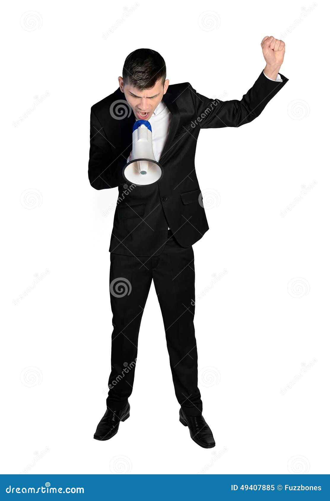 Man Yelling with Loudspeaker Stock Image - Image of front, aggressive ...