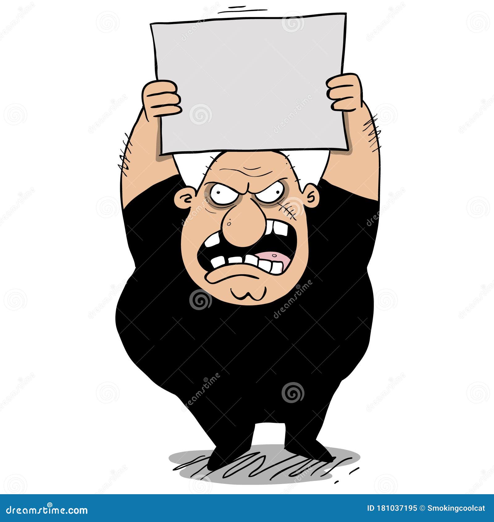 Man Yelling and Protesting Holding a Sign Stock Vector - Illustration ...
