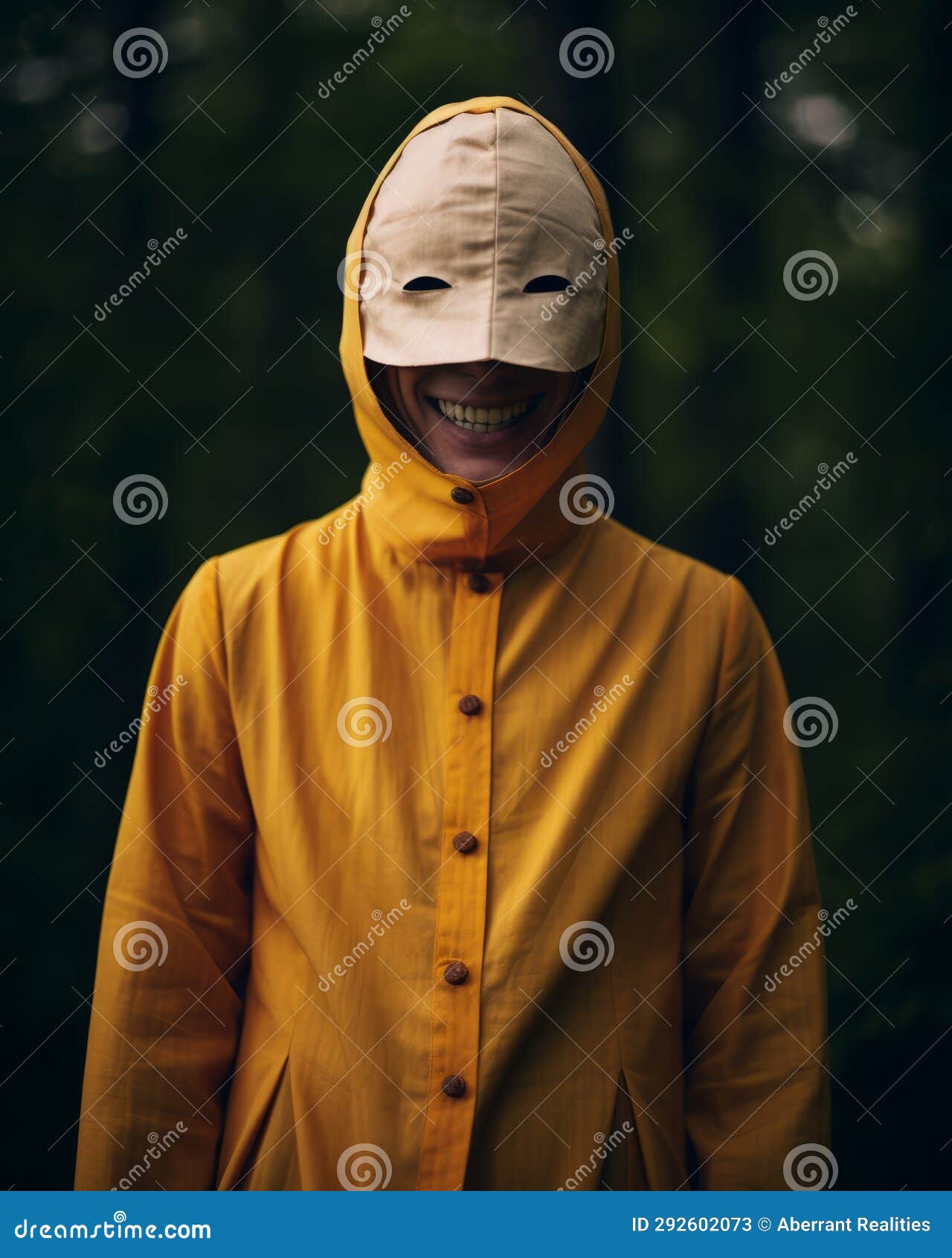 A Man in a Yellow Jacket with a Mask on His Face Stock Illustration ...