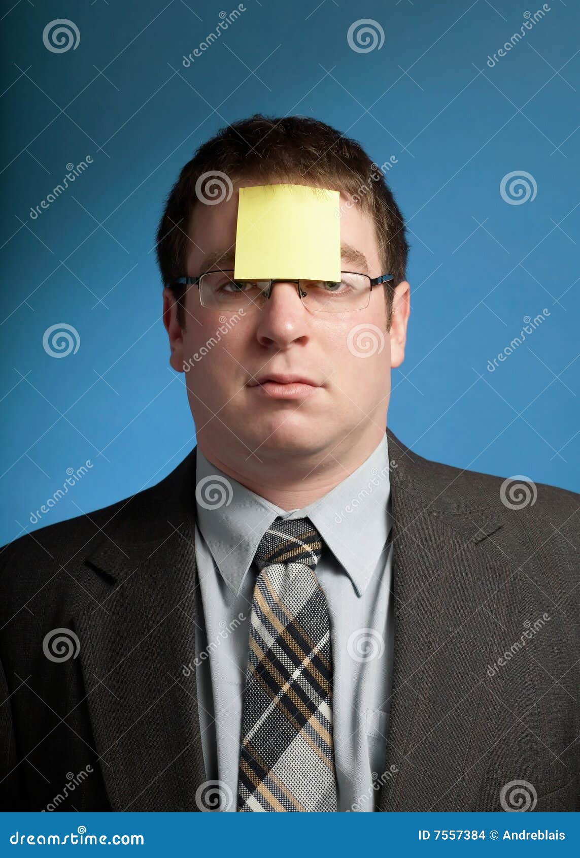 Man with Yellow Note stock photo. Image of portrait, closeup - 7557384