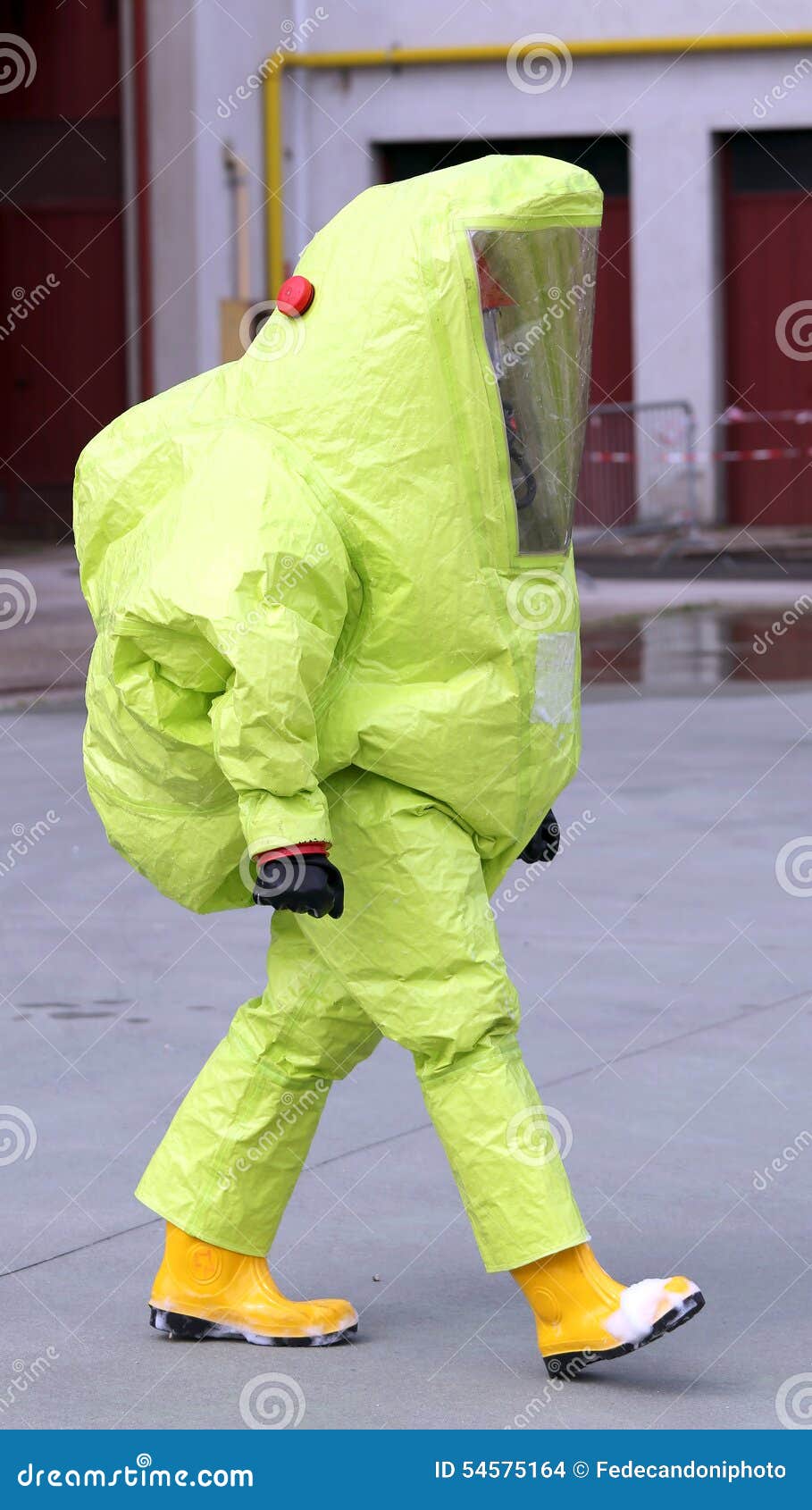 Man with Yellow Protective Suit Against Biological Risk Stock Photo ...