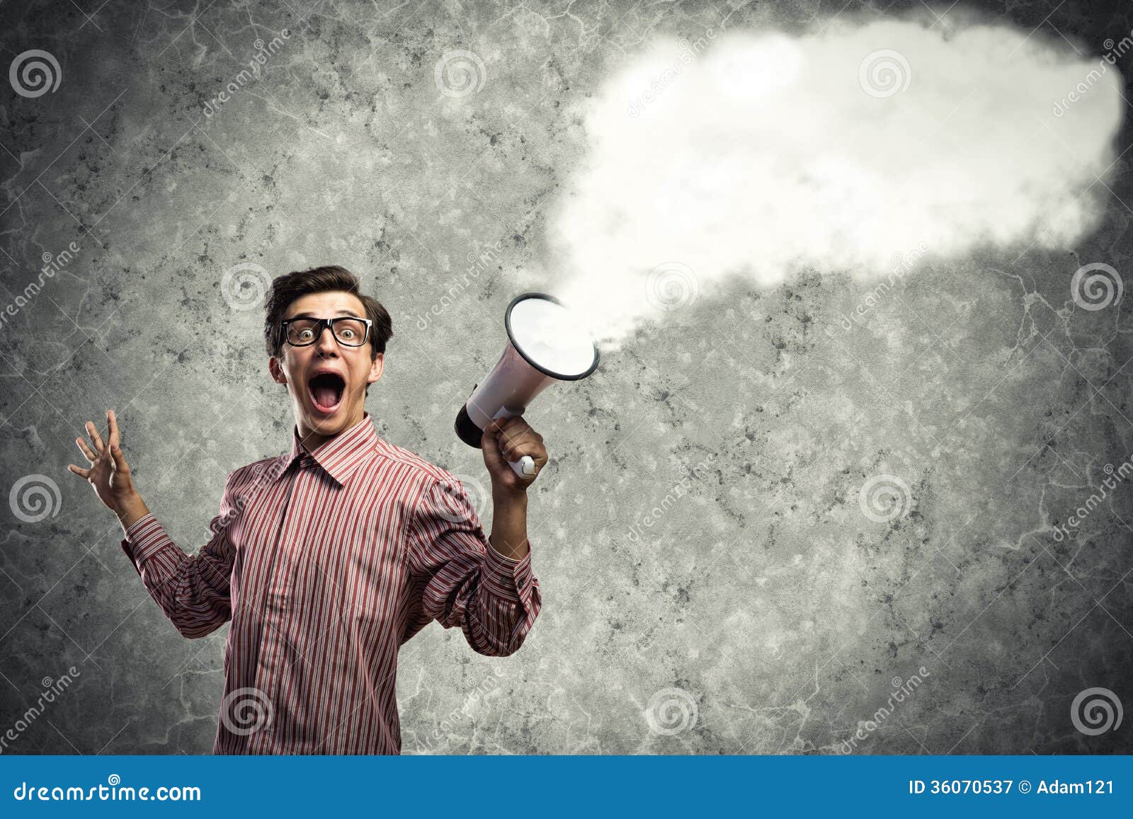 Man yells into a megaphone stock image. Image of letters - 36070537