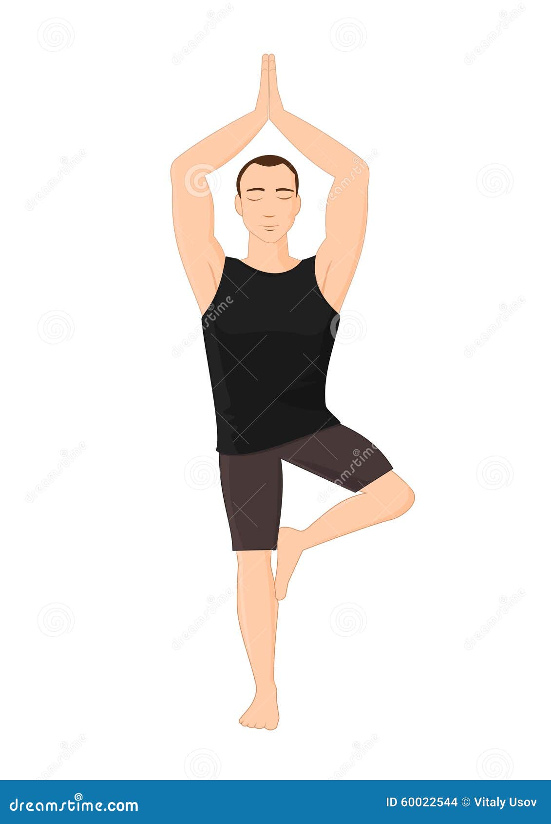 Man in yoga tree pose stock vector. Illustration of athlete - 60022544