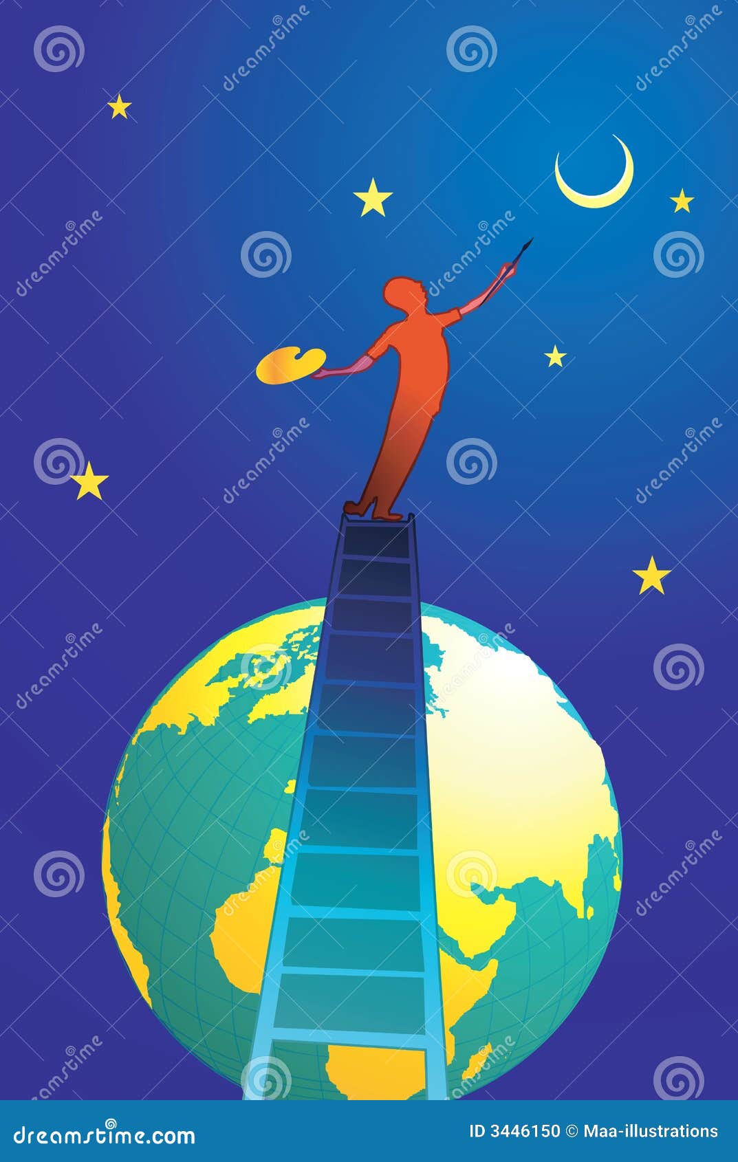 Man at the zenith stock illustration. Illustration of goddess - 3446150