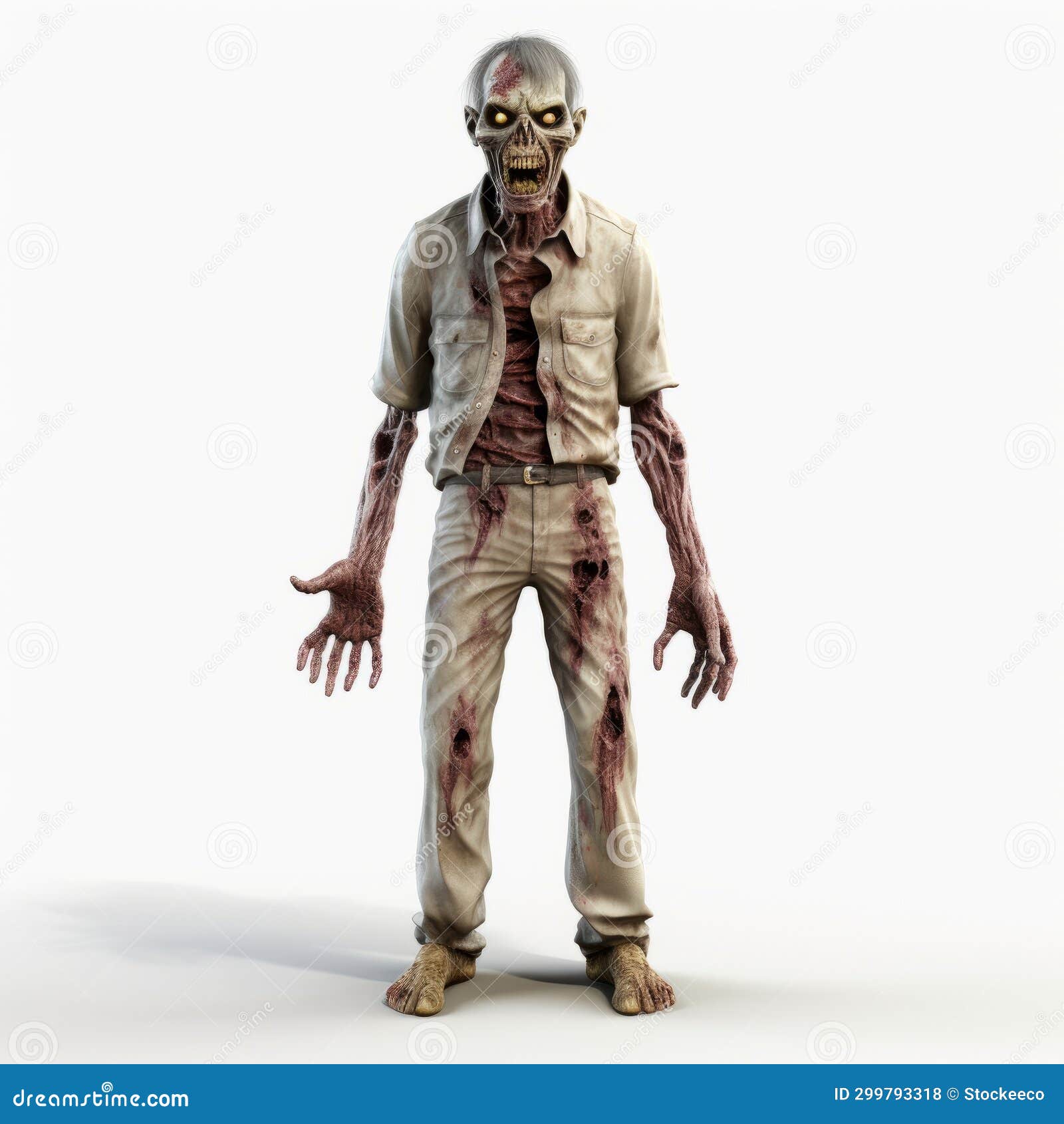 Digitally Enhanced Zombie 3d Character with Clothing in White ...