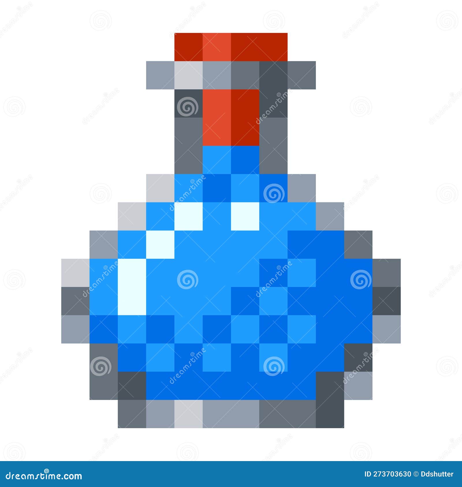 Mana Potion Pixel Art. Blue Elixir in Magic Phial Retro Game Style Icon. Vector Illustration ...