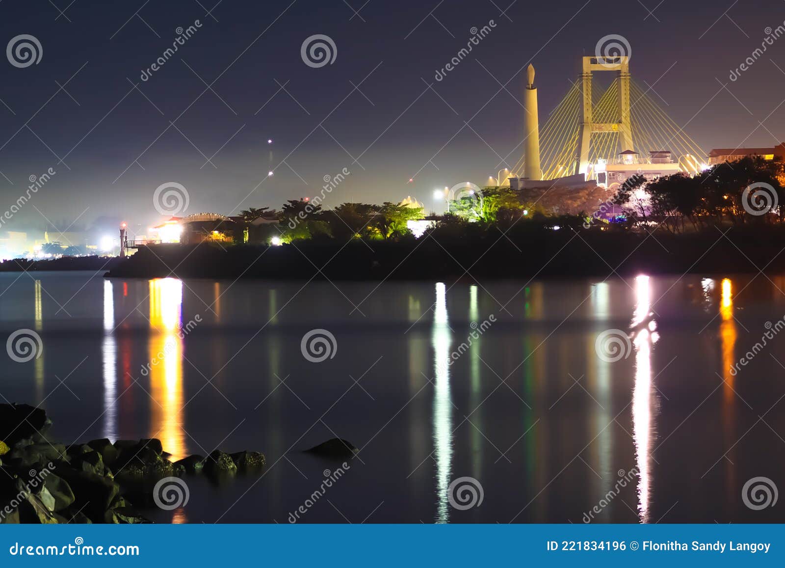 Manado city view at night editorial photo. Image of province - 221834196