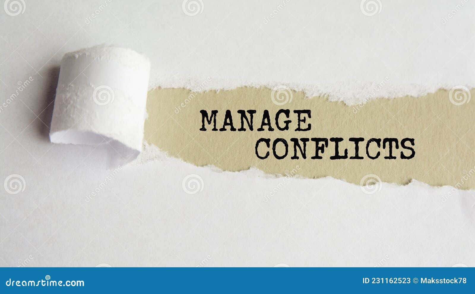 MANAGE CONFLICTS. Words. Text On Gray Paper On Torn Paper Background ...