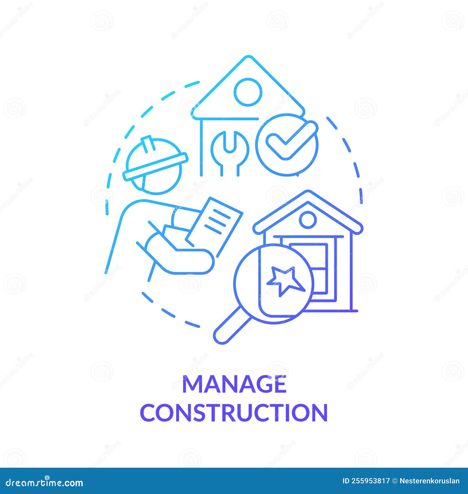 Manage Construction Blue Gradient Concept Icon Stock Vector - Illustration of material ...