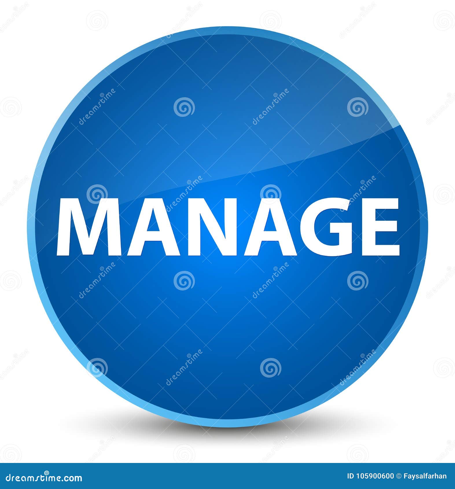 Manage Elegant Blue Round Button Stock Illustration - Illustration of ...