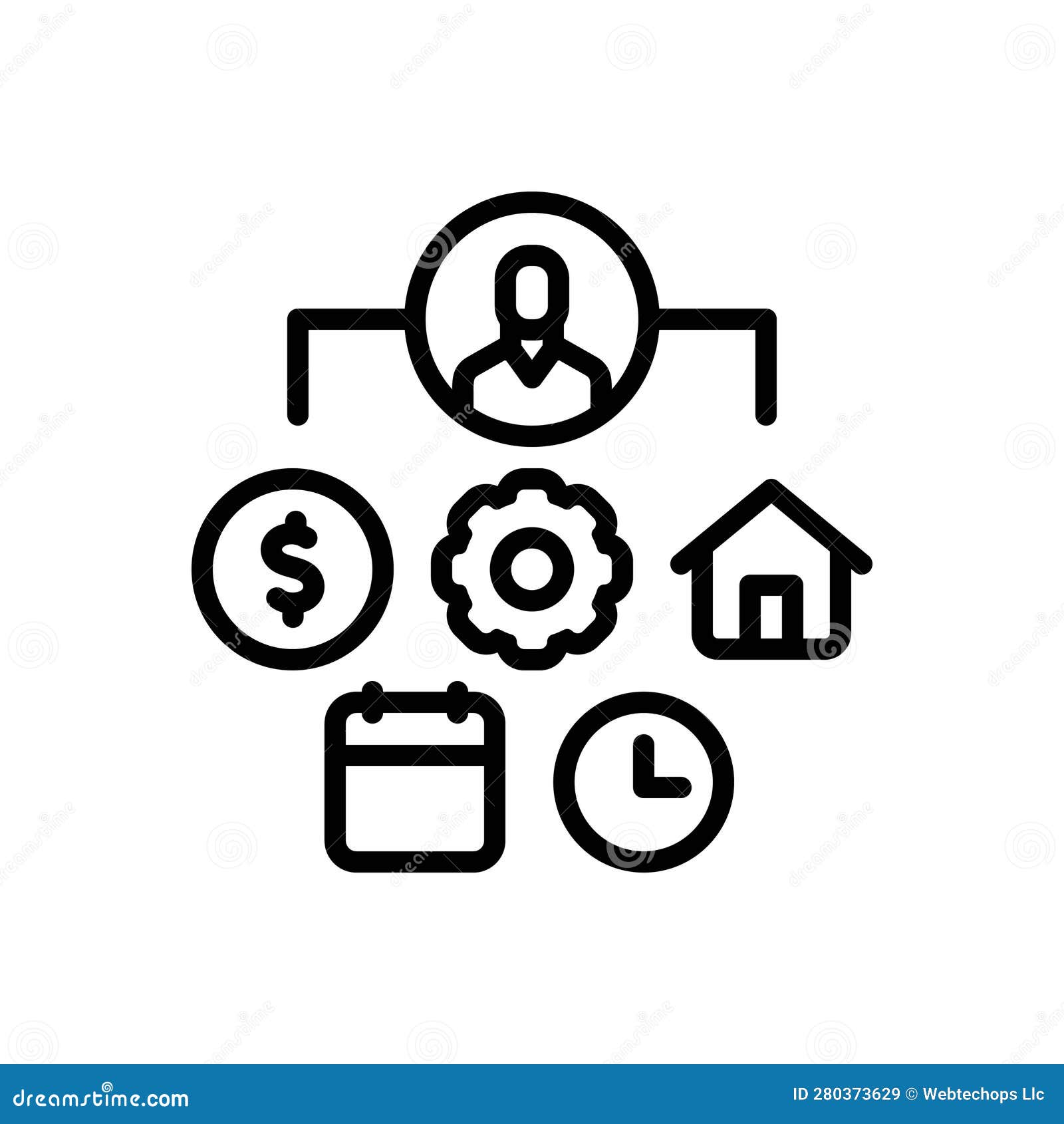 Black Line Icon for Manage, Maintain and Money Stock Vector ...