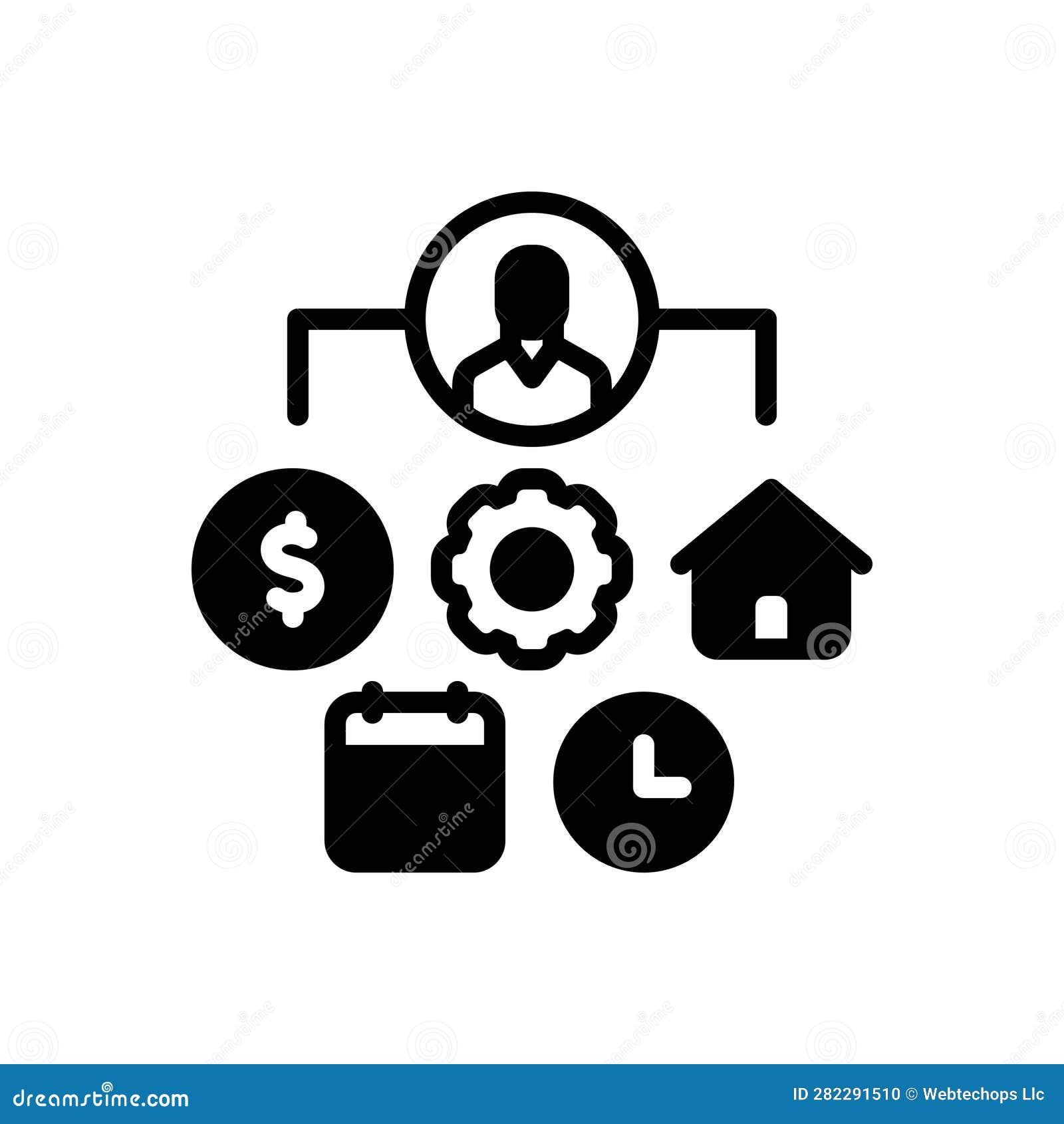 Black Solid Icon for Manage, Maintain and People Stock Illustration ...