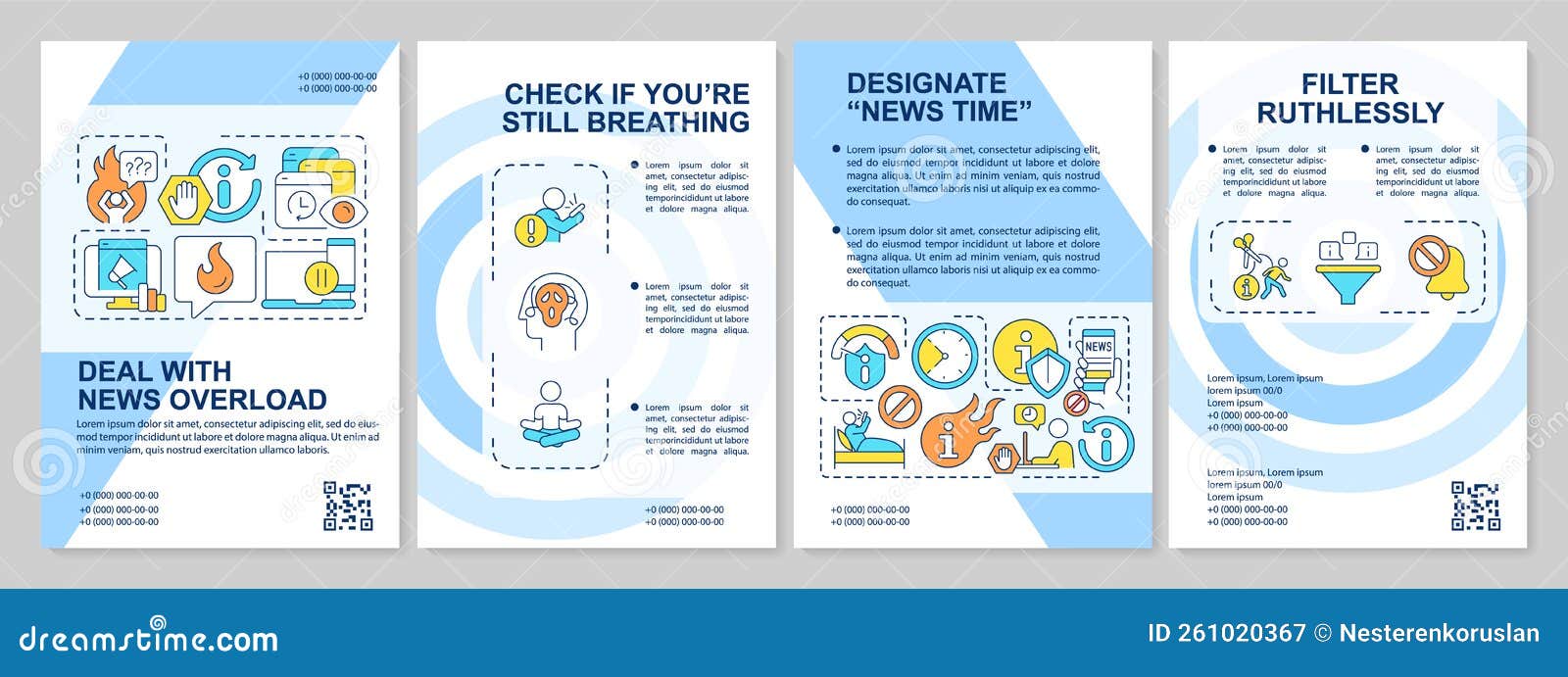 Manage Information Overload Blue Brochure Template Stock Vector ...