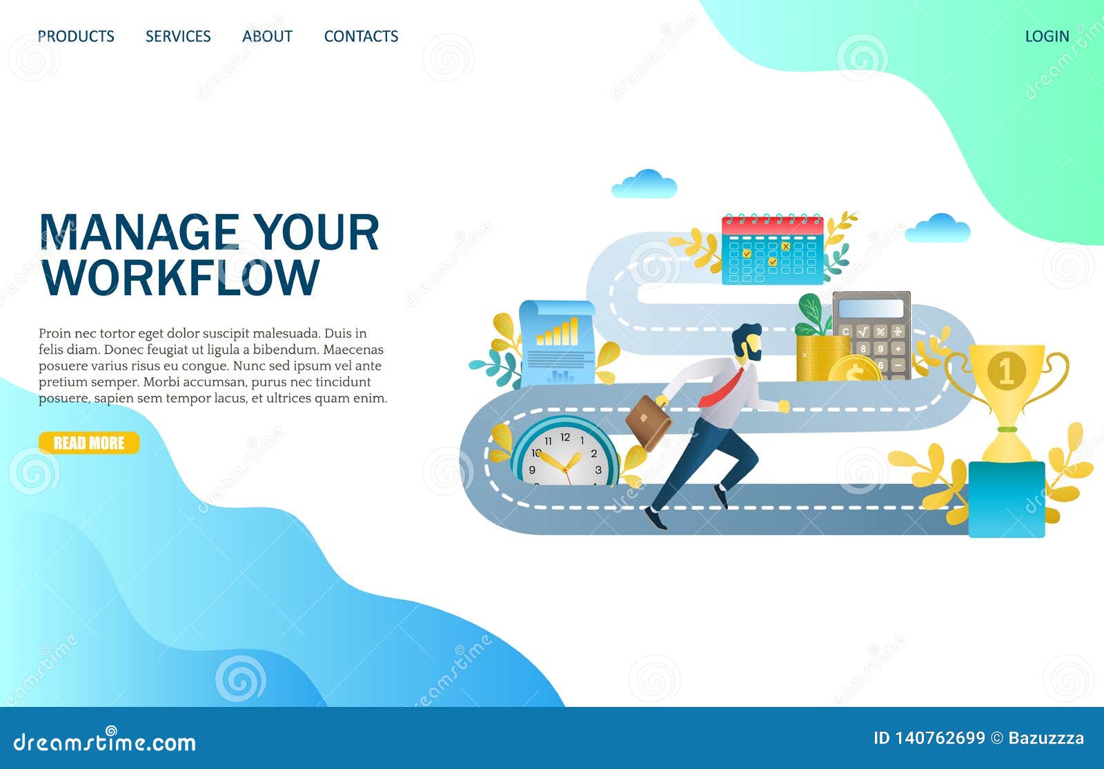 Manage Your Workflow Vector Website Landing Page Design Template Stock ...