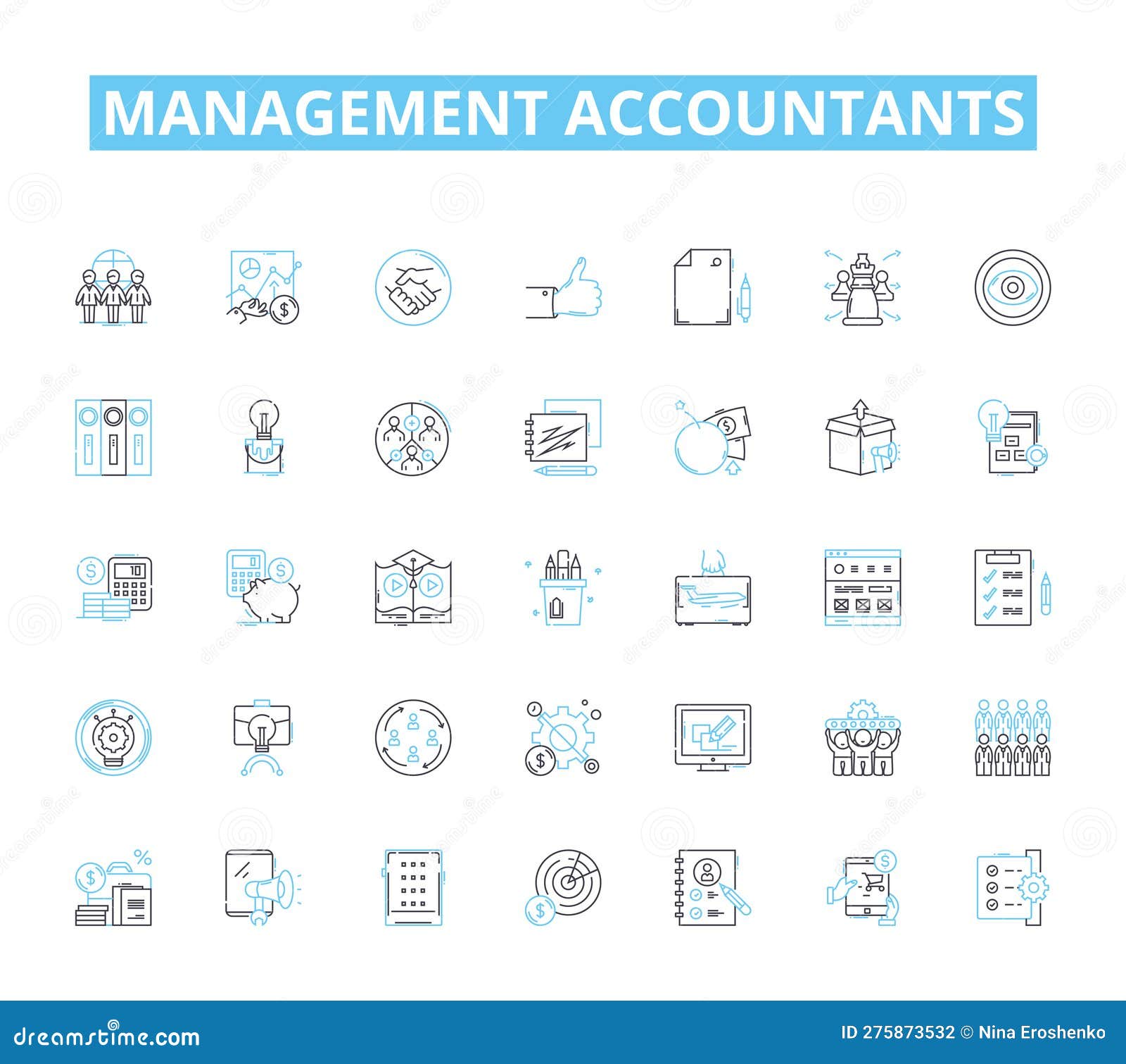 Management Accountants Linear Icons Set. Analysis, Budgeting ...