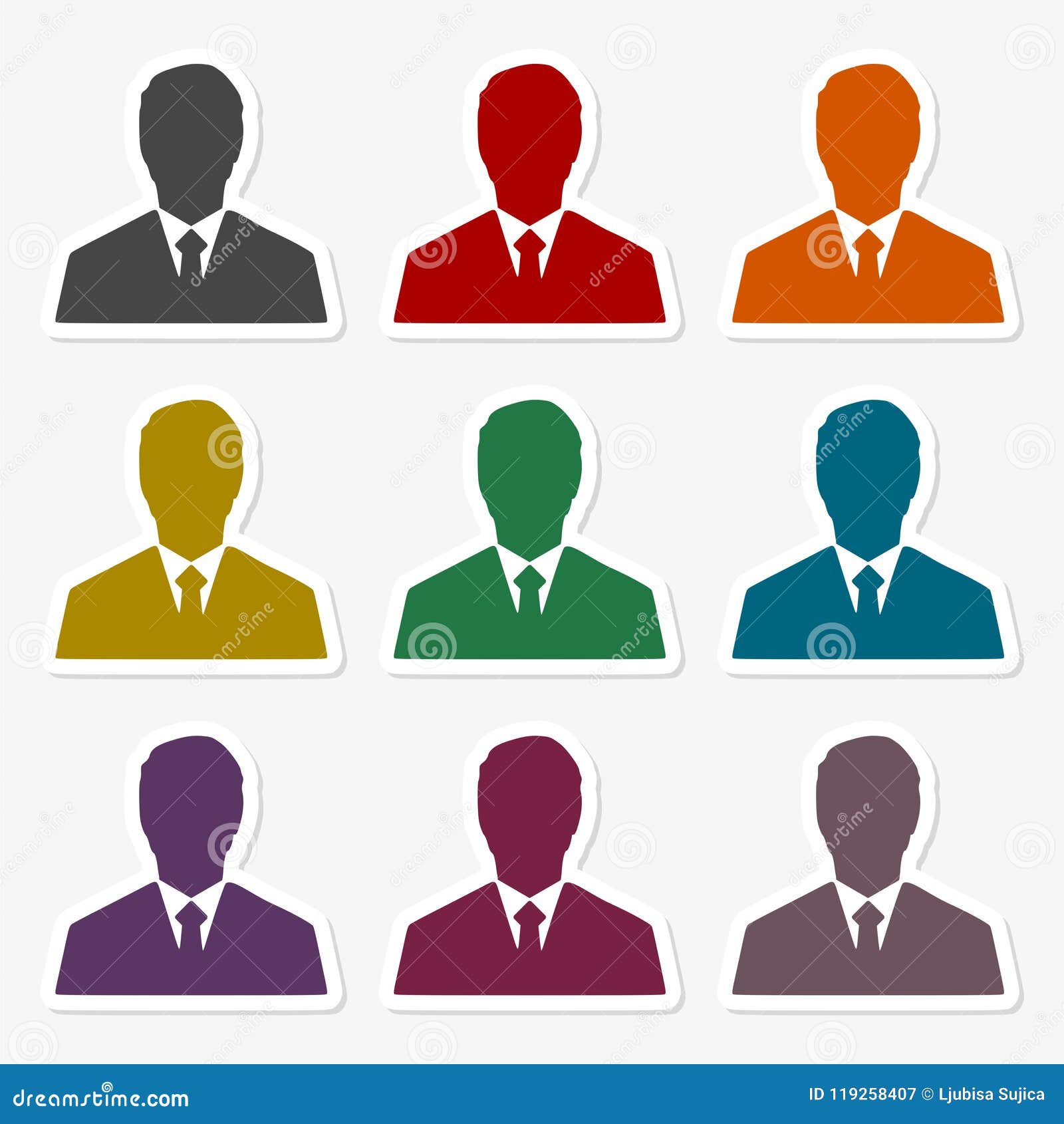 Management Avatar User Profile Sticker Set Stock Vector - Illustration ...