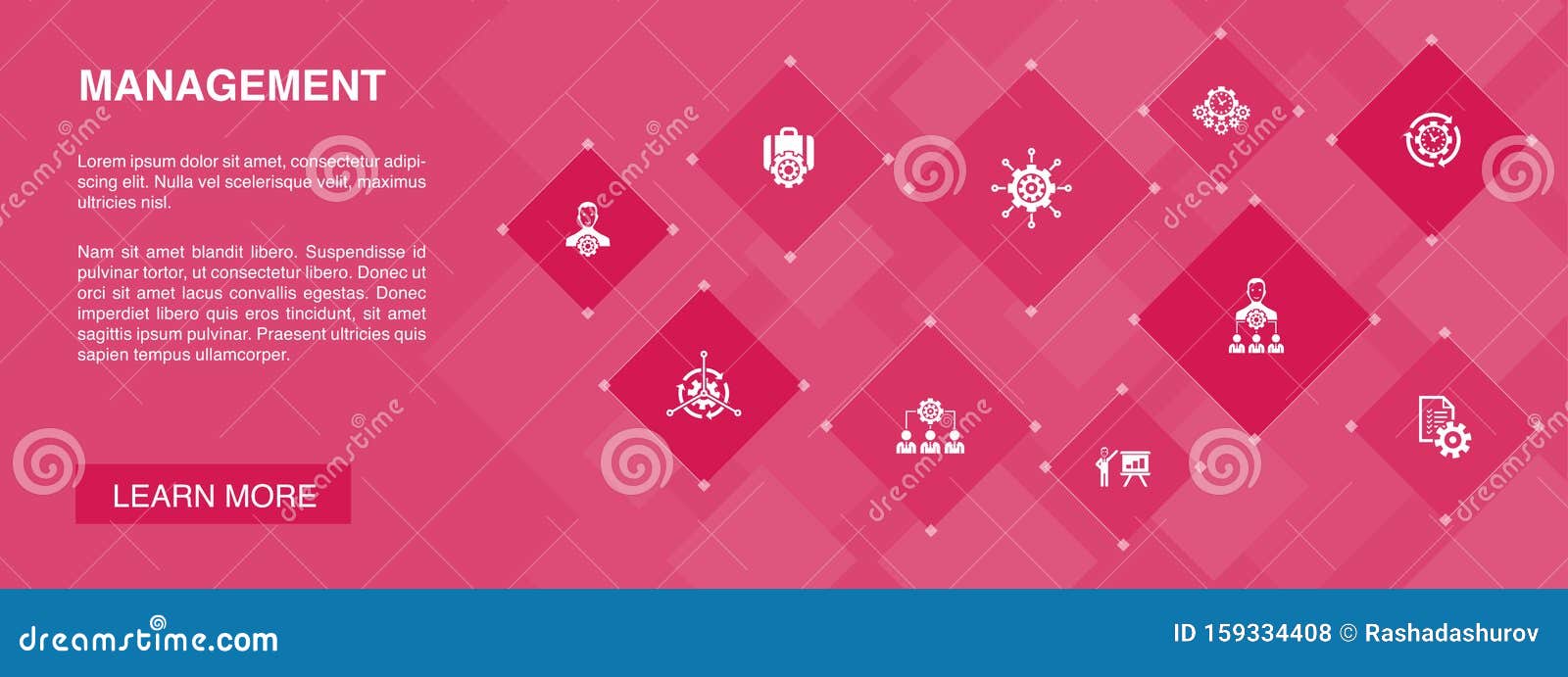 Management Banner 10 Icons Concept Stock Vector - Illustration of ...