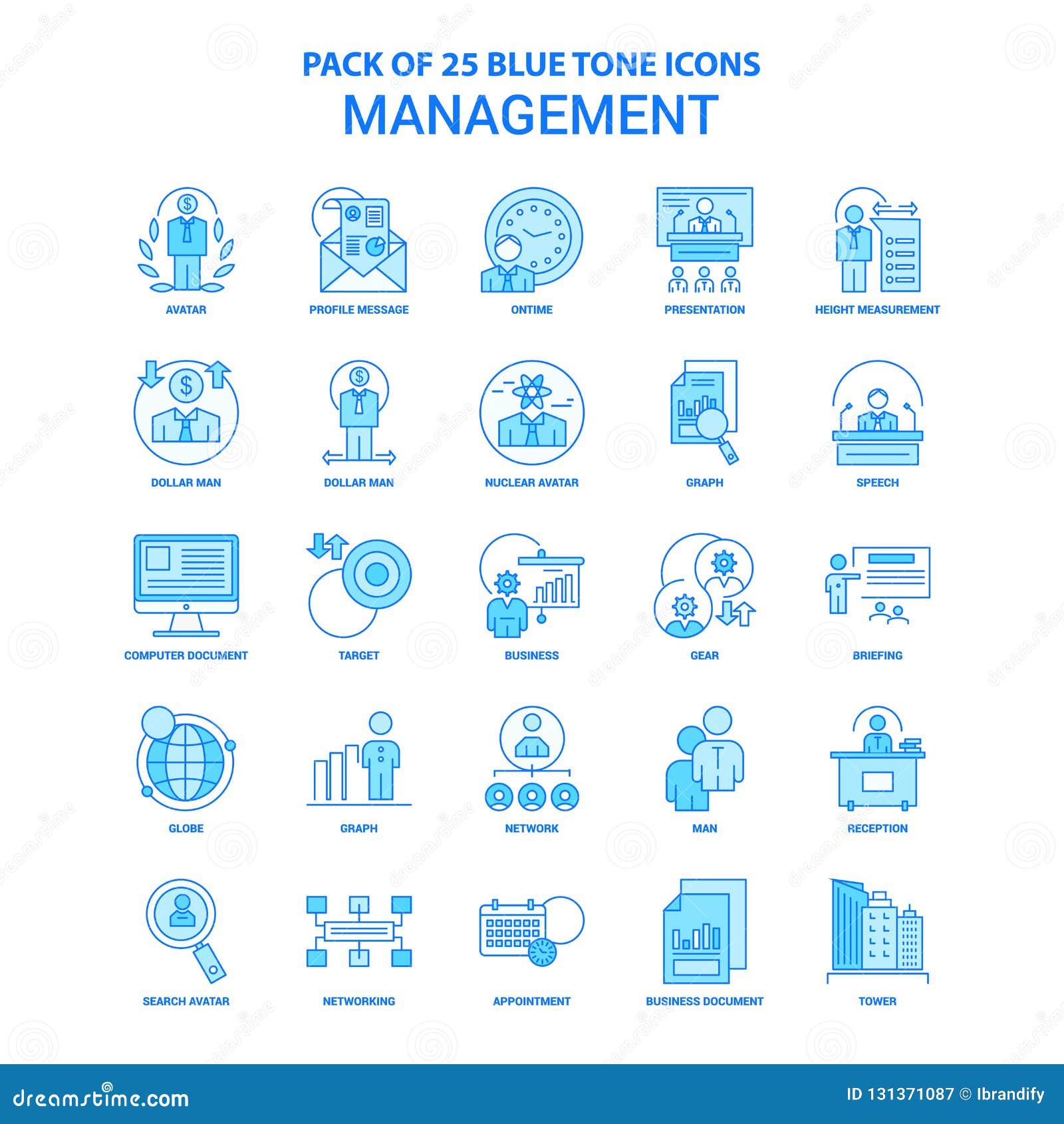 Management Blue Tone Icon Pack - 25 Icon Sets Stock Vector ...