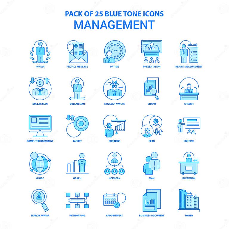 Management Blue Tone Icon Pack - 25 Icon Sets Stock Vector ...