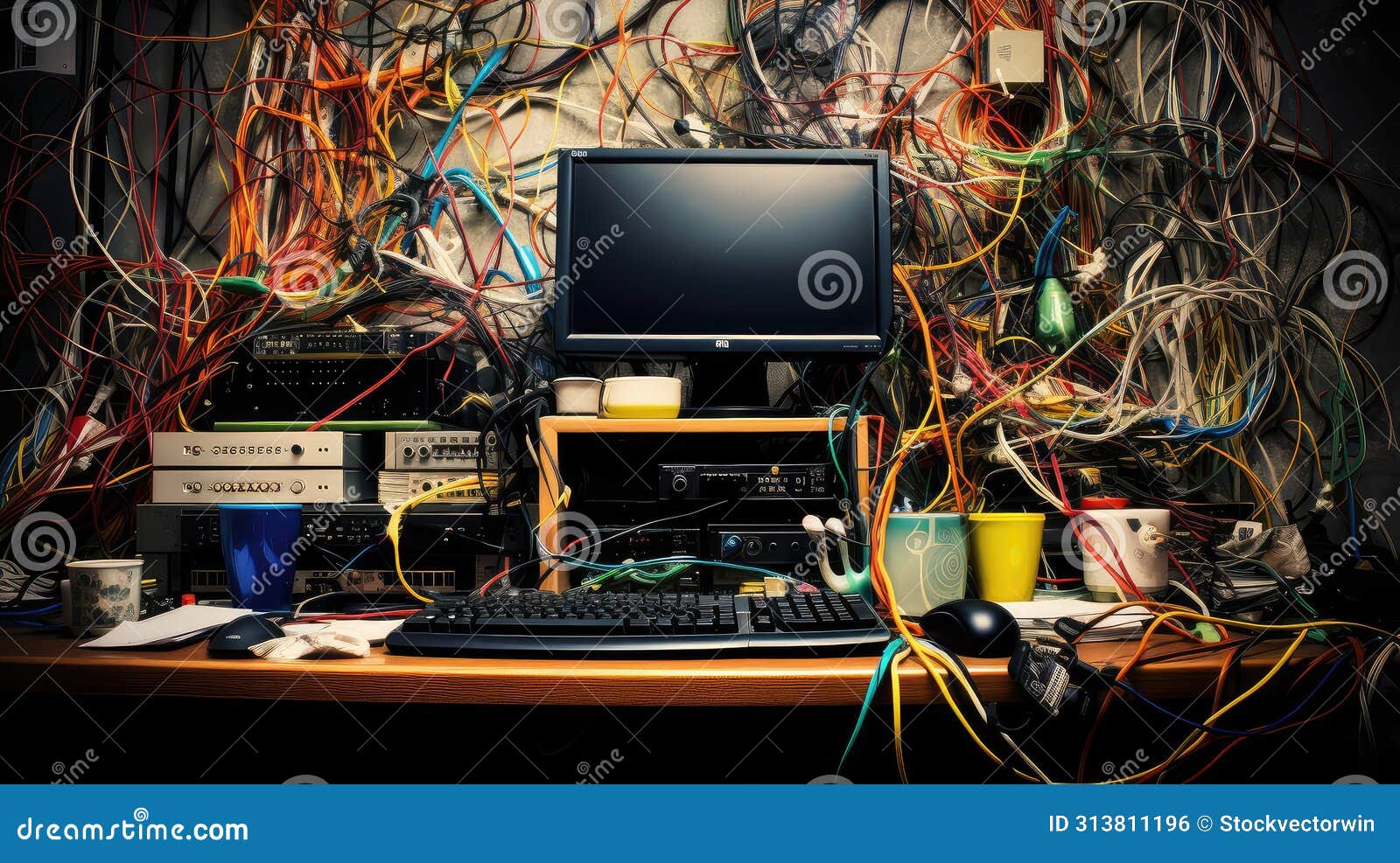 Management cabling stock illustration. Illustration of intertwined ...