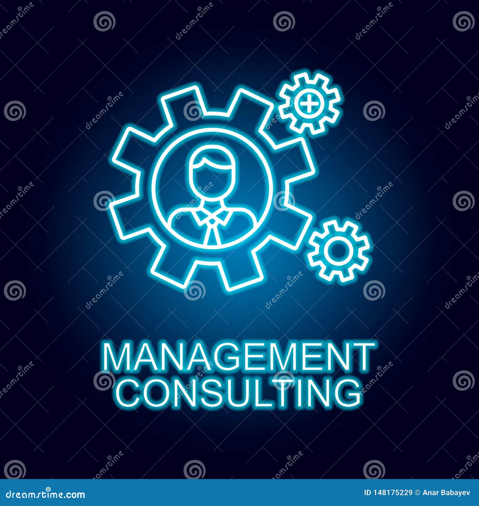 Management Consulting Line Icon in Neon Style. Element of Human ...