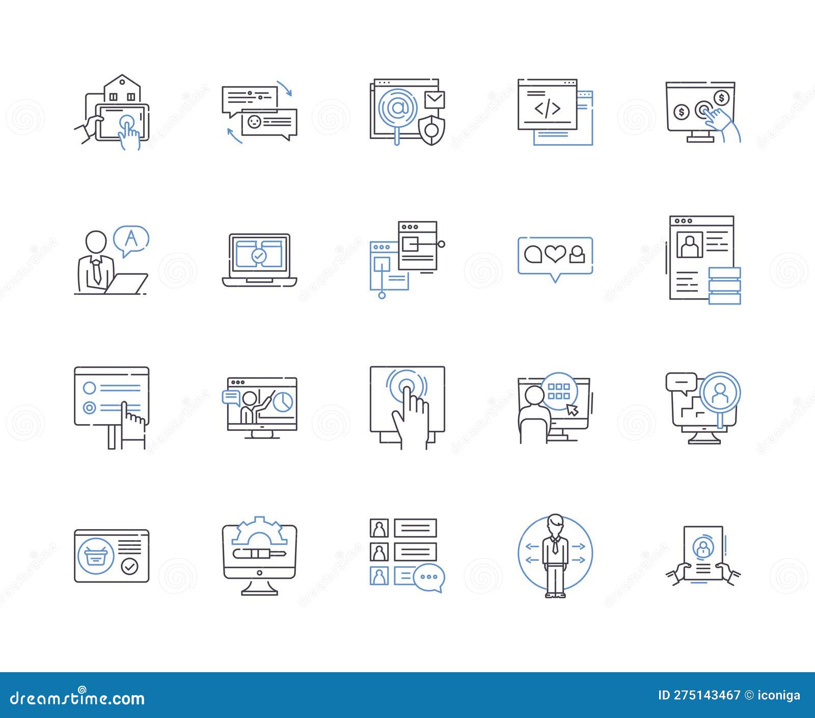 Management and Content Outline Icons Collection. Management, Content ...