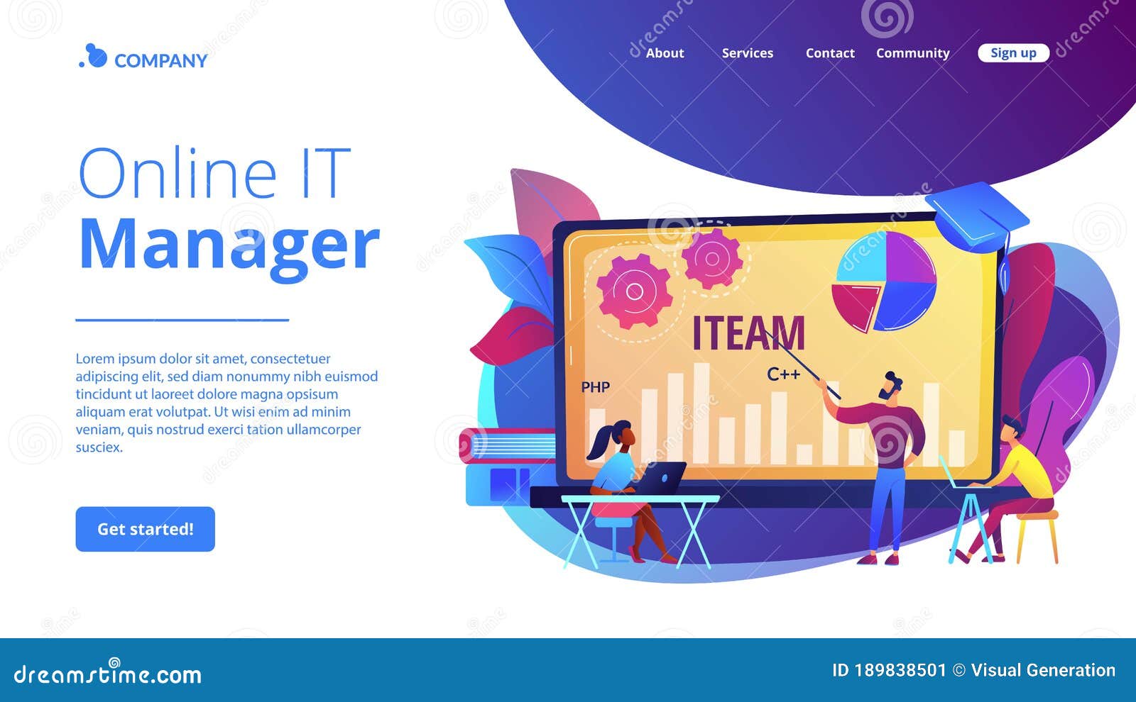 It Management Courses Concept Landing Page Stock Vector - Illustration ...
