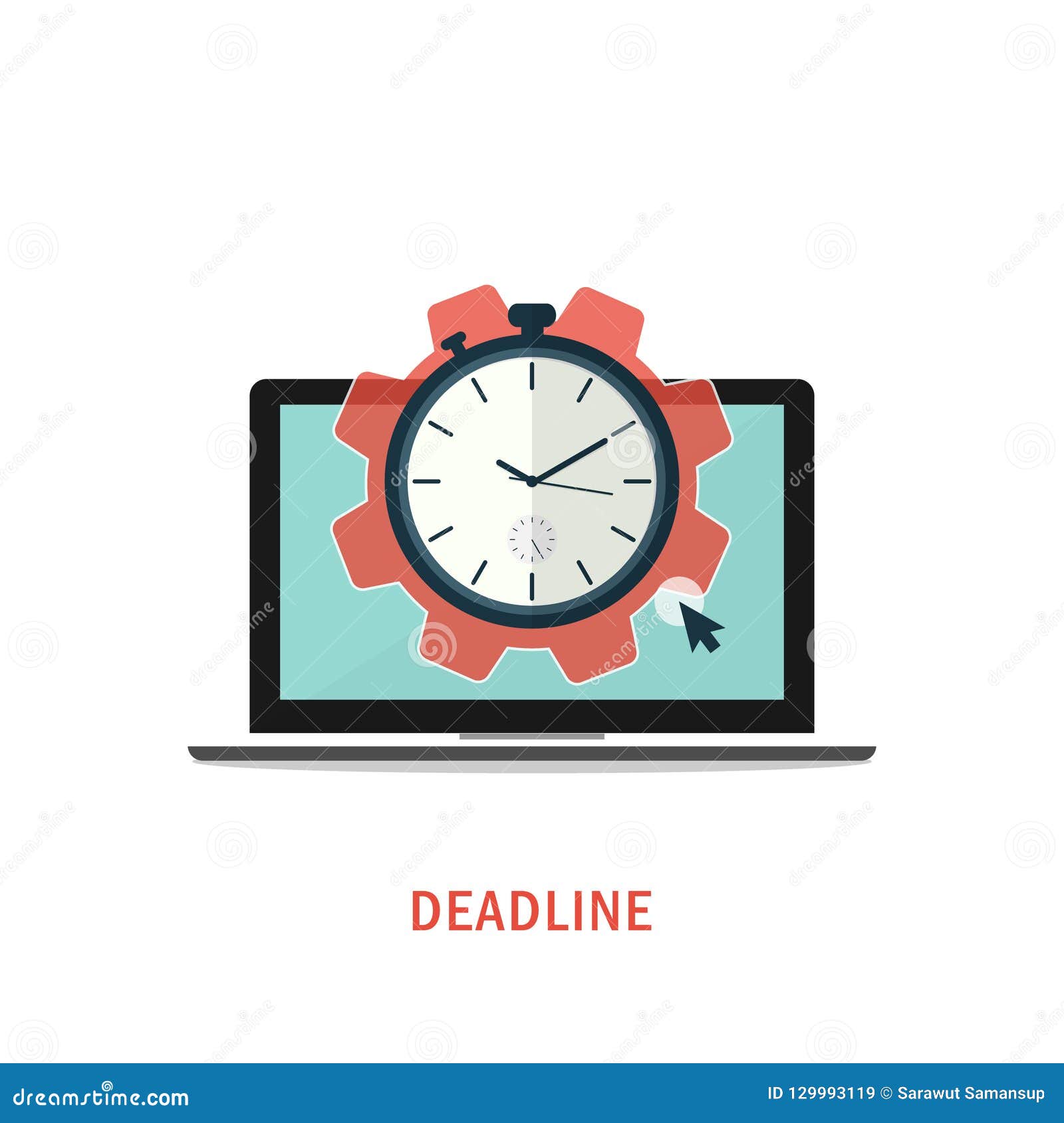 Deadline Clock Laptop Vector Stock Vector - Illustration of circle ...
