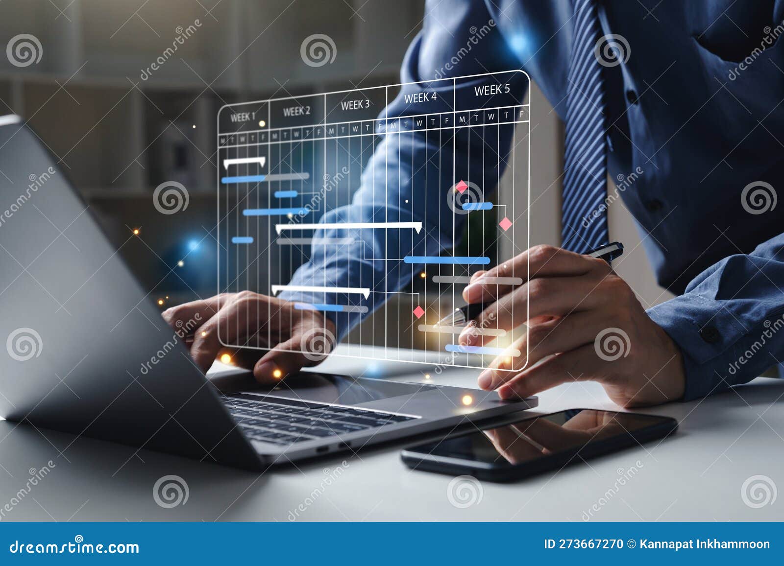 Management Diagram with Planning Software on Laptop Screen Stock Photo ...