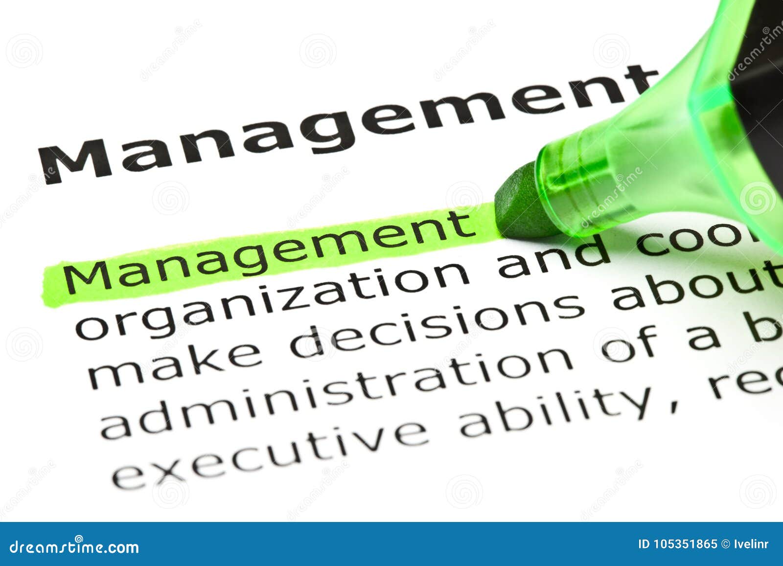 Management Dictionary Definition Green Marker Stock Image - Image of ...