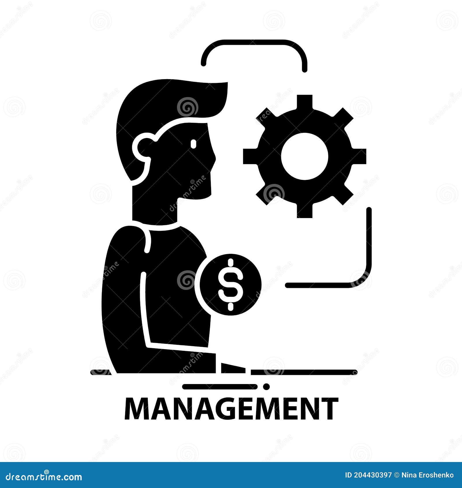 Management Icon, Black Vector Sign with Editable Strokes, Concept ...