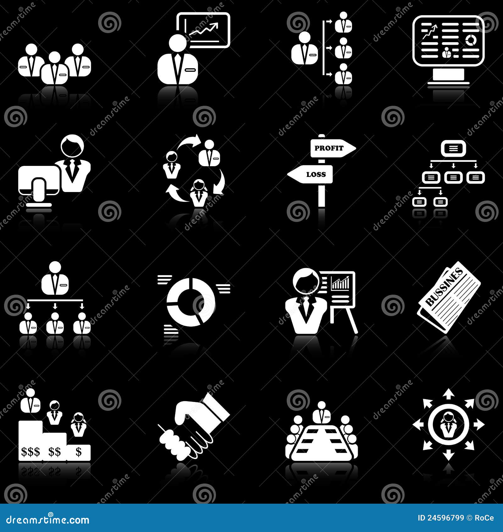 Management Icons - Black Series Stock Vector - Illustration of ...