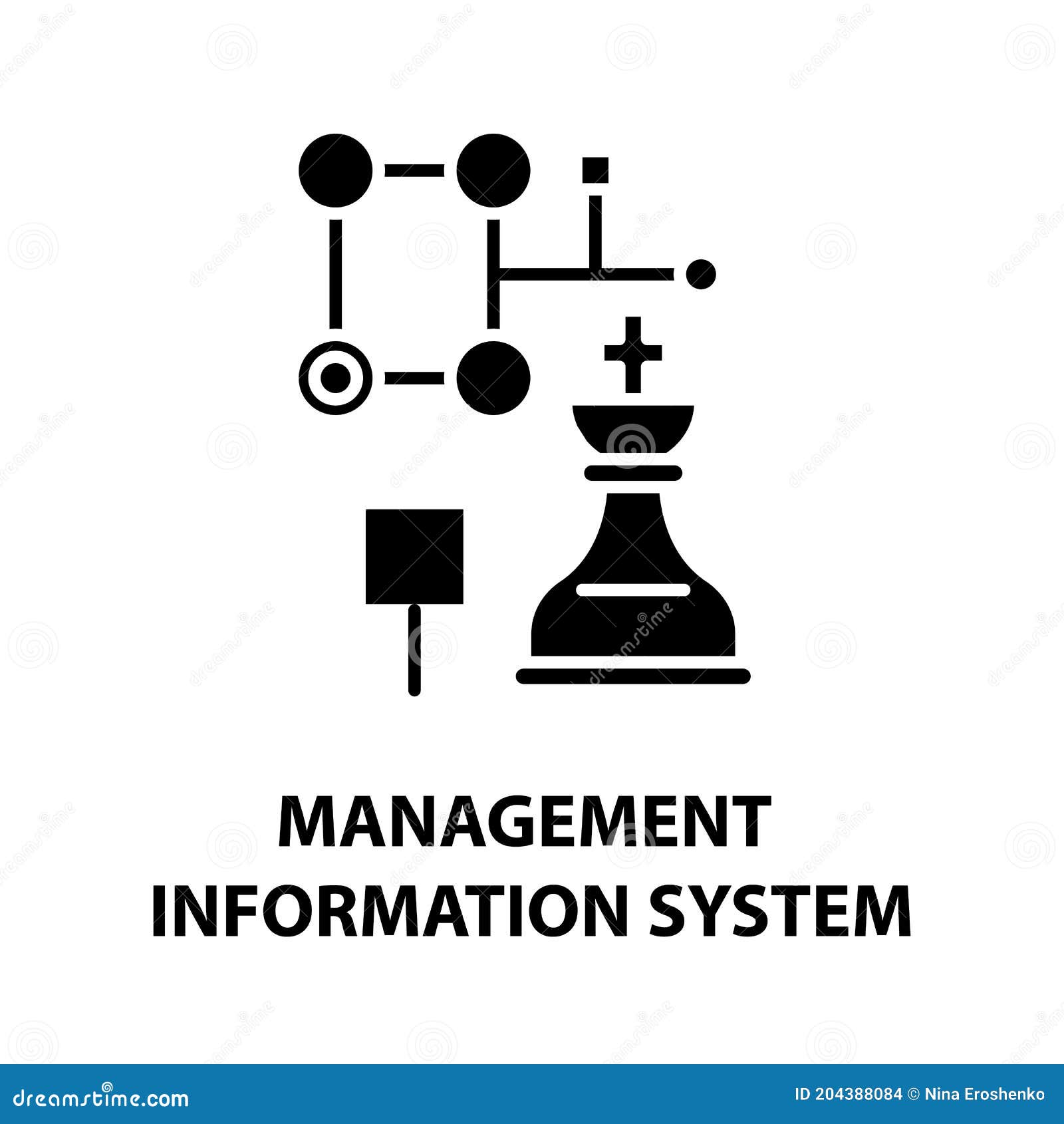 Management Information System Icon, Black Vector Sign with Editable ...