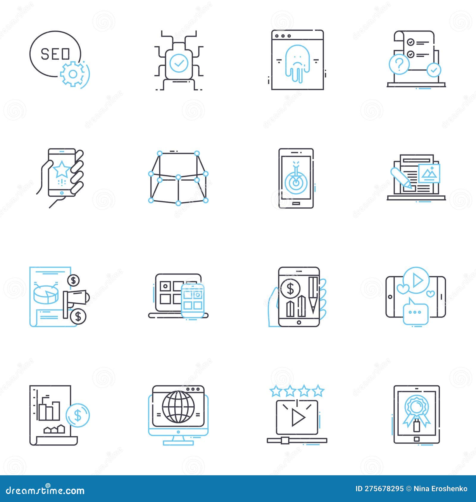 Management and Leadership Linear Icons Set. Empowerment, Accountability ...