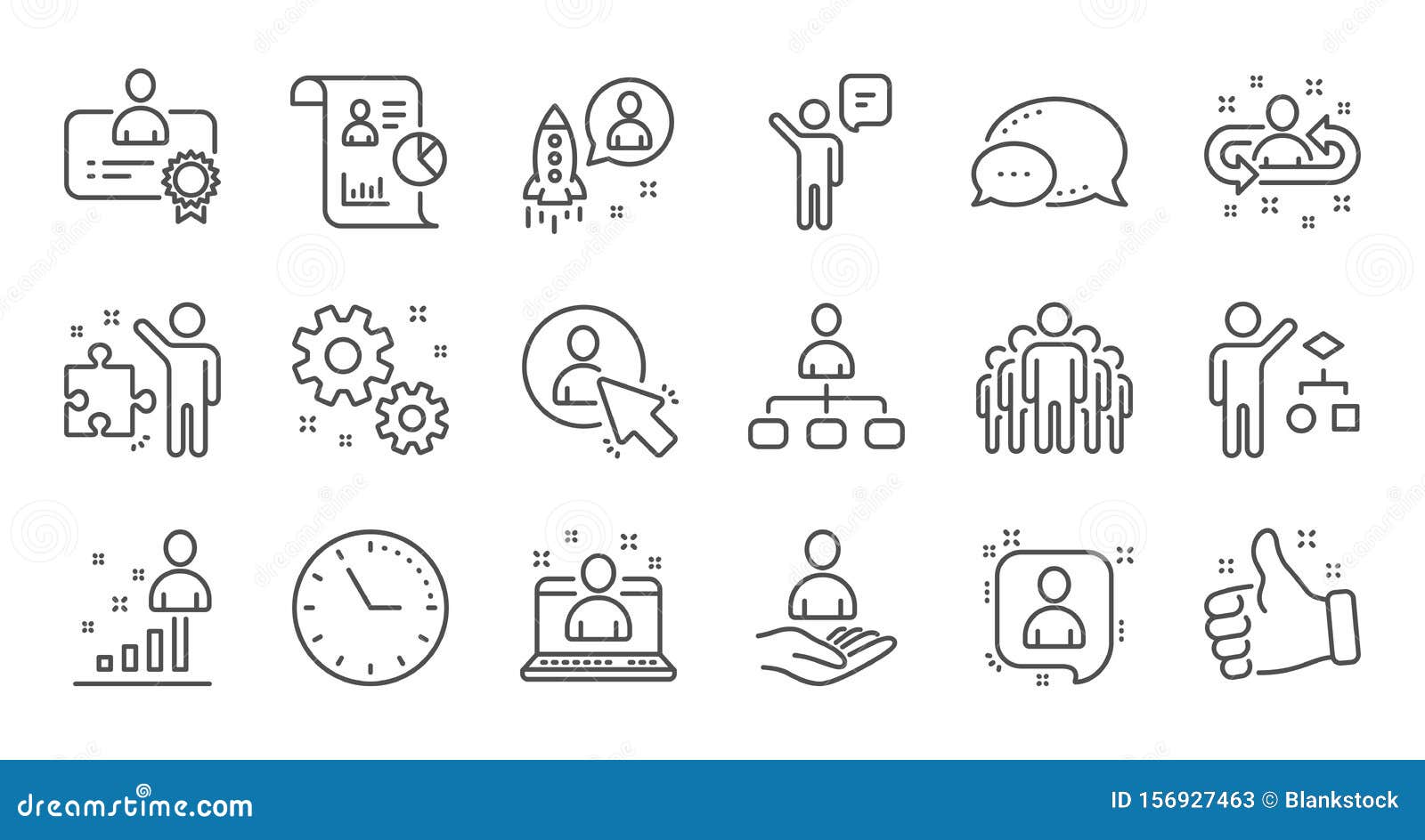 Management Line Icons. Business People, Algorithm and Group. Linear ...