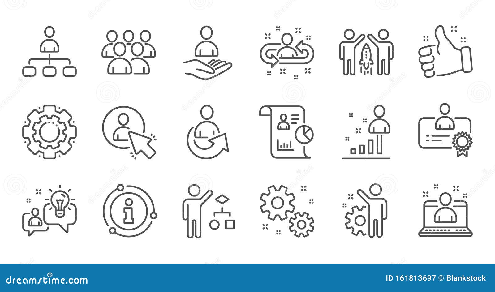 Management Line Icons. Business People, Algorithm and Group. Linear ...