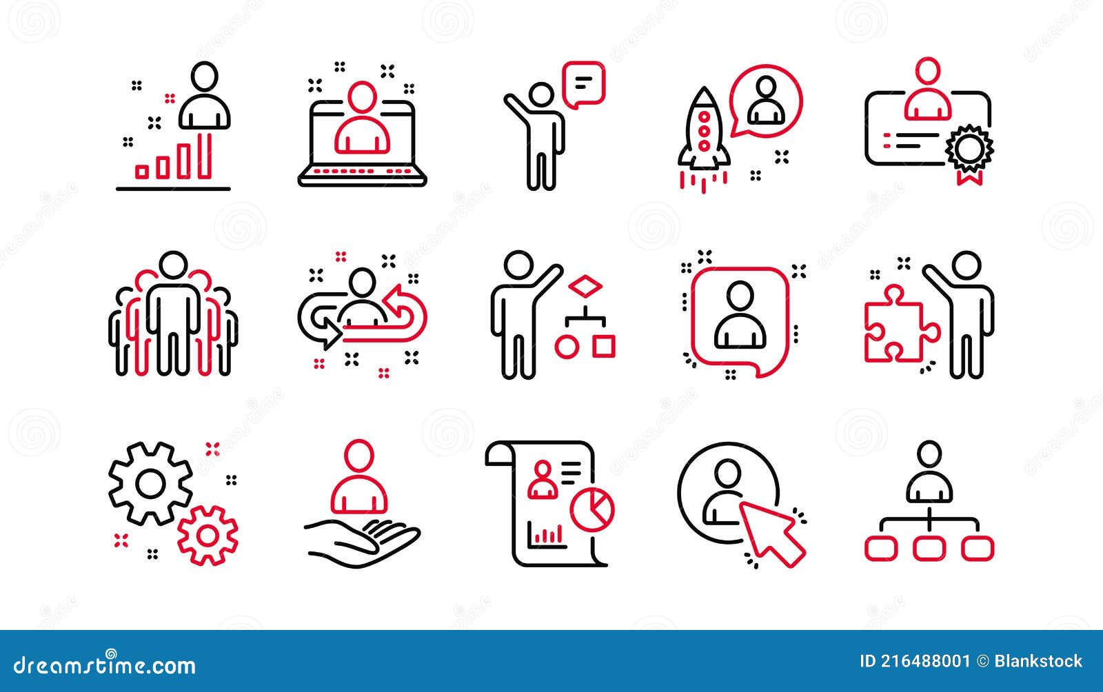 Management Line Icons. Business People, Algorithm and Group. Linear ...