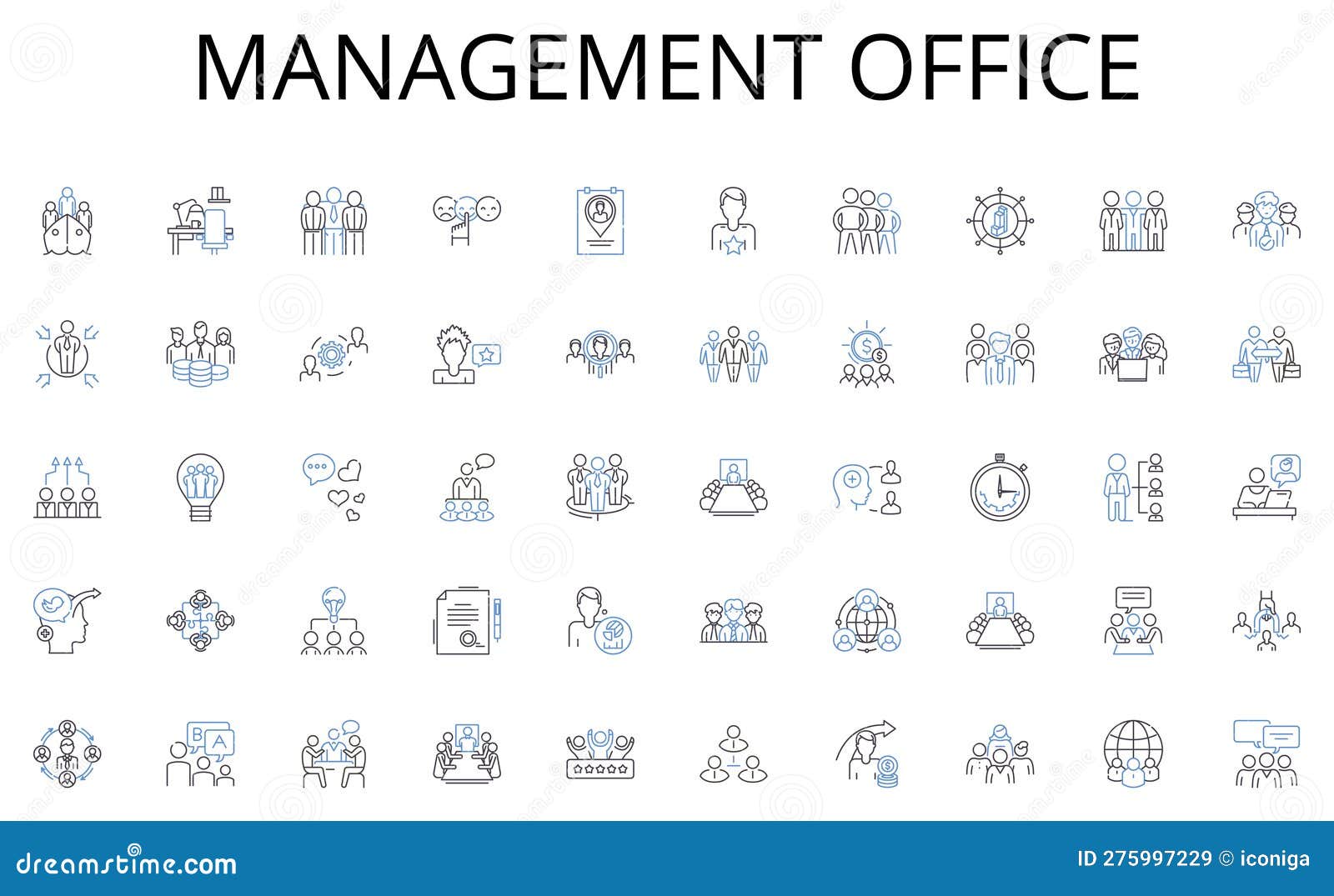 Management Office Line Icons Collection. Strategy, Tactics, Objectives ...